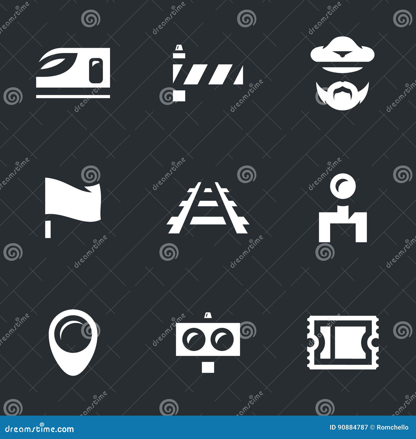 Vector Set of Train Icons. stock vector. Illustration of drawing - 90884787