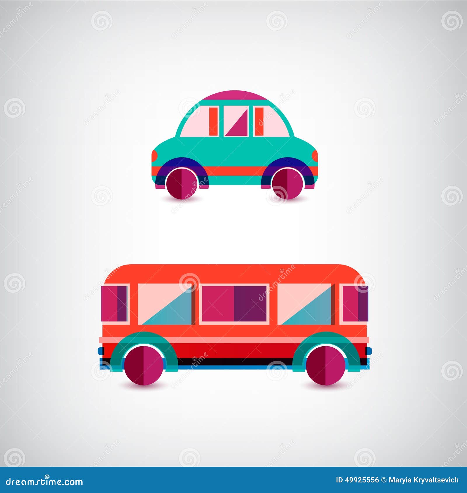 Vector Set of Transport - Car and Bus Stock Vector - Illustration of ...