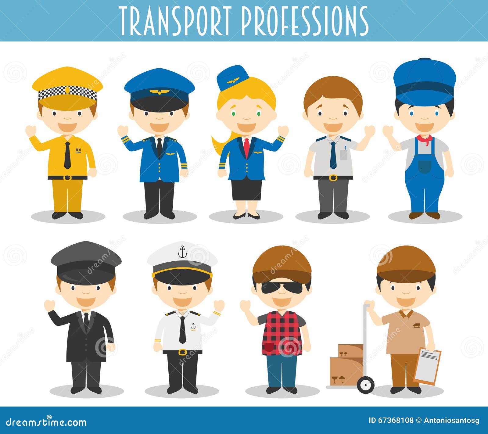 Vector Set of Transport Professions Stock Vector - Illustration of ...