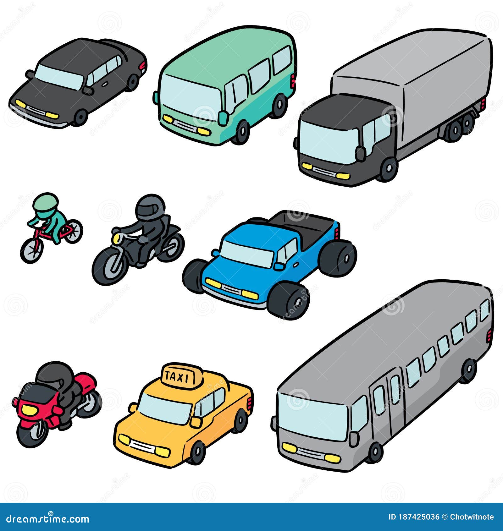 Vector Set of Transportation and Vehicle Stock Vector - Illustration of ...
