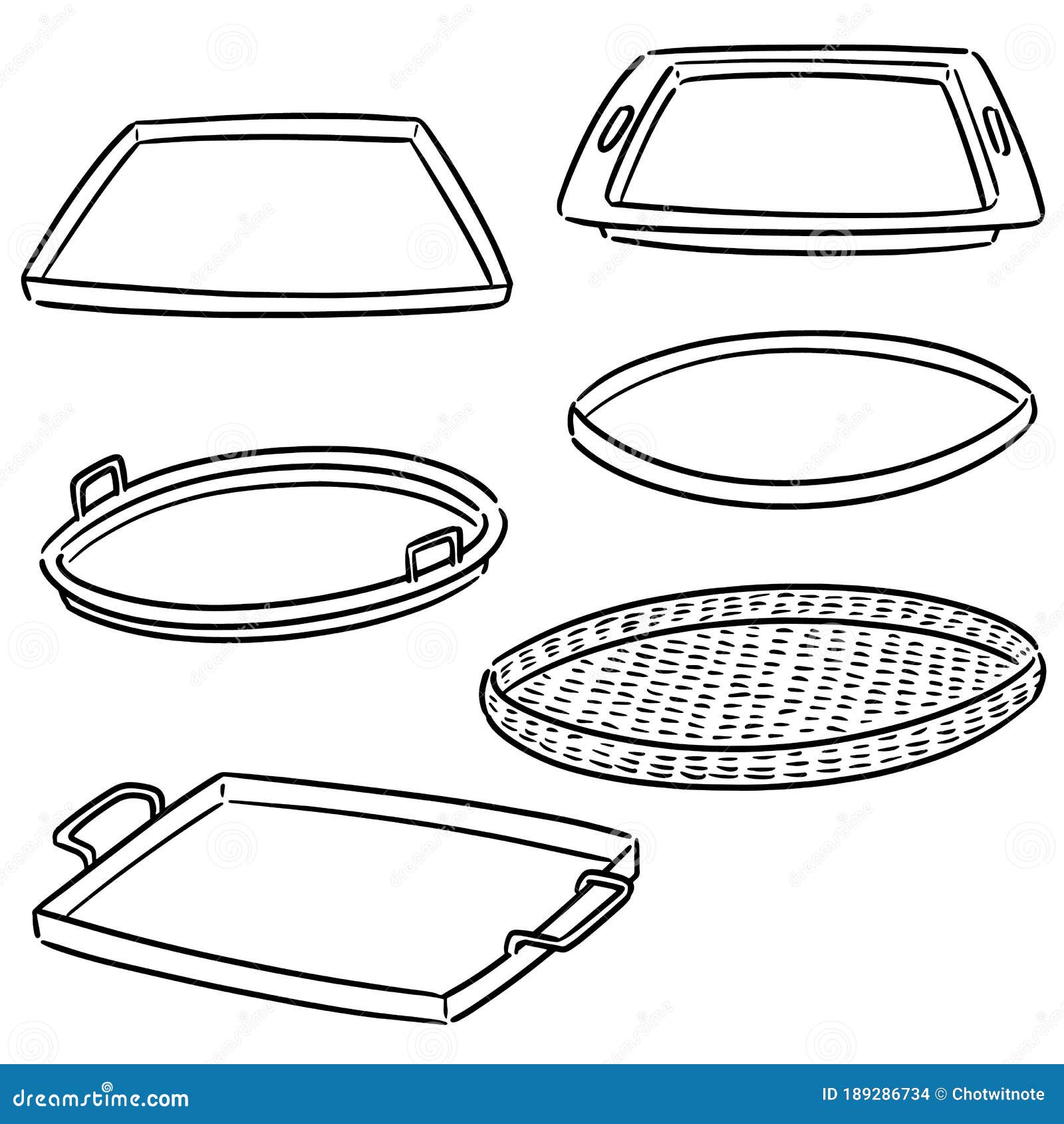 Vector set of tray stock vector. Illustration of idea - 189286734