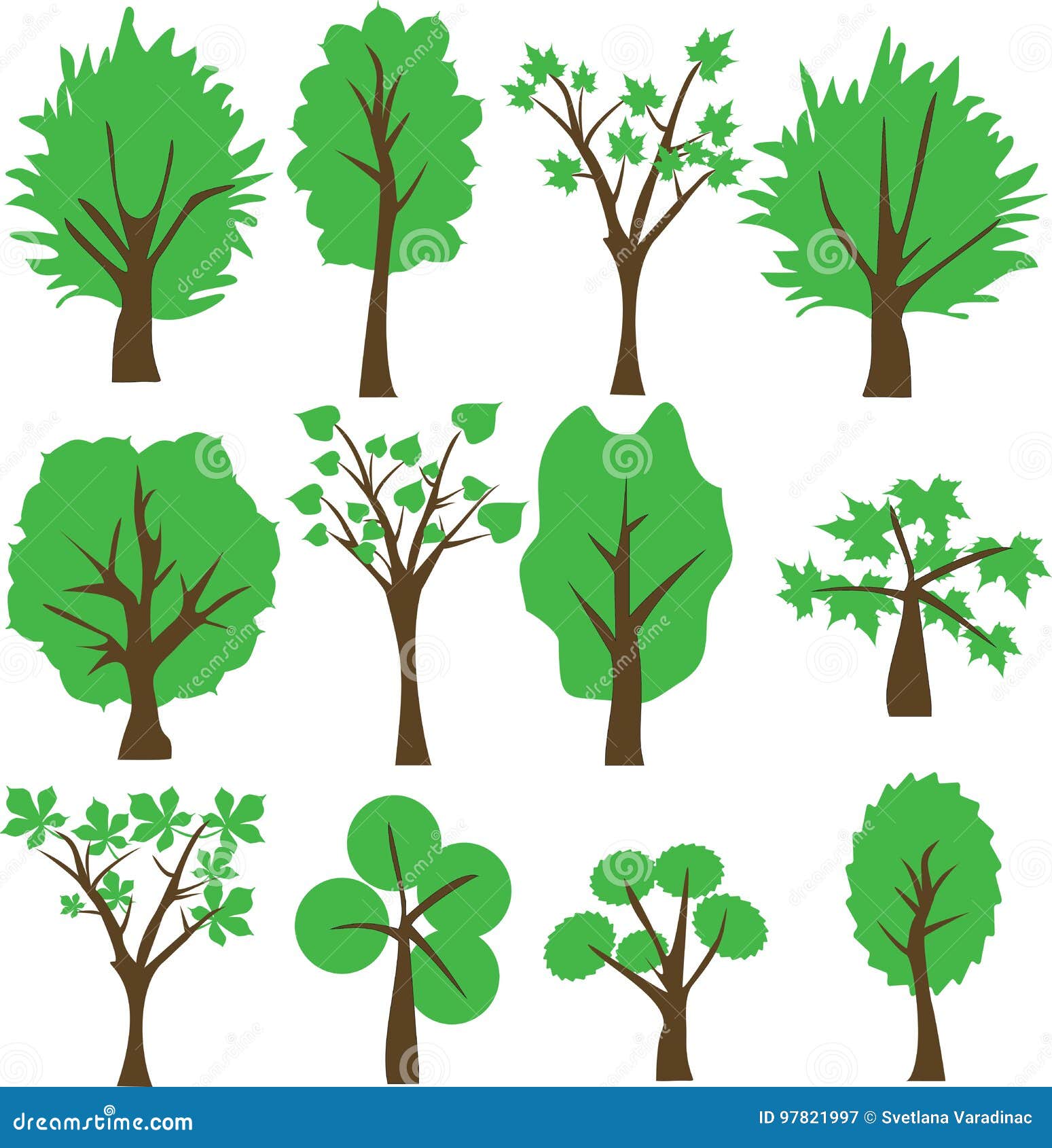 Vector set tree Clip Art stock vector. Illustration of leaf - 97821997