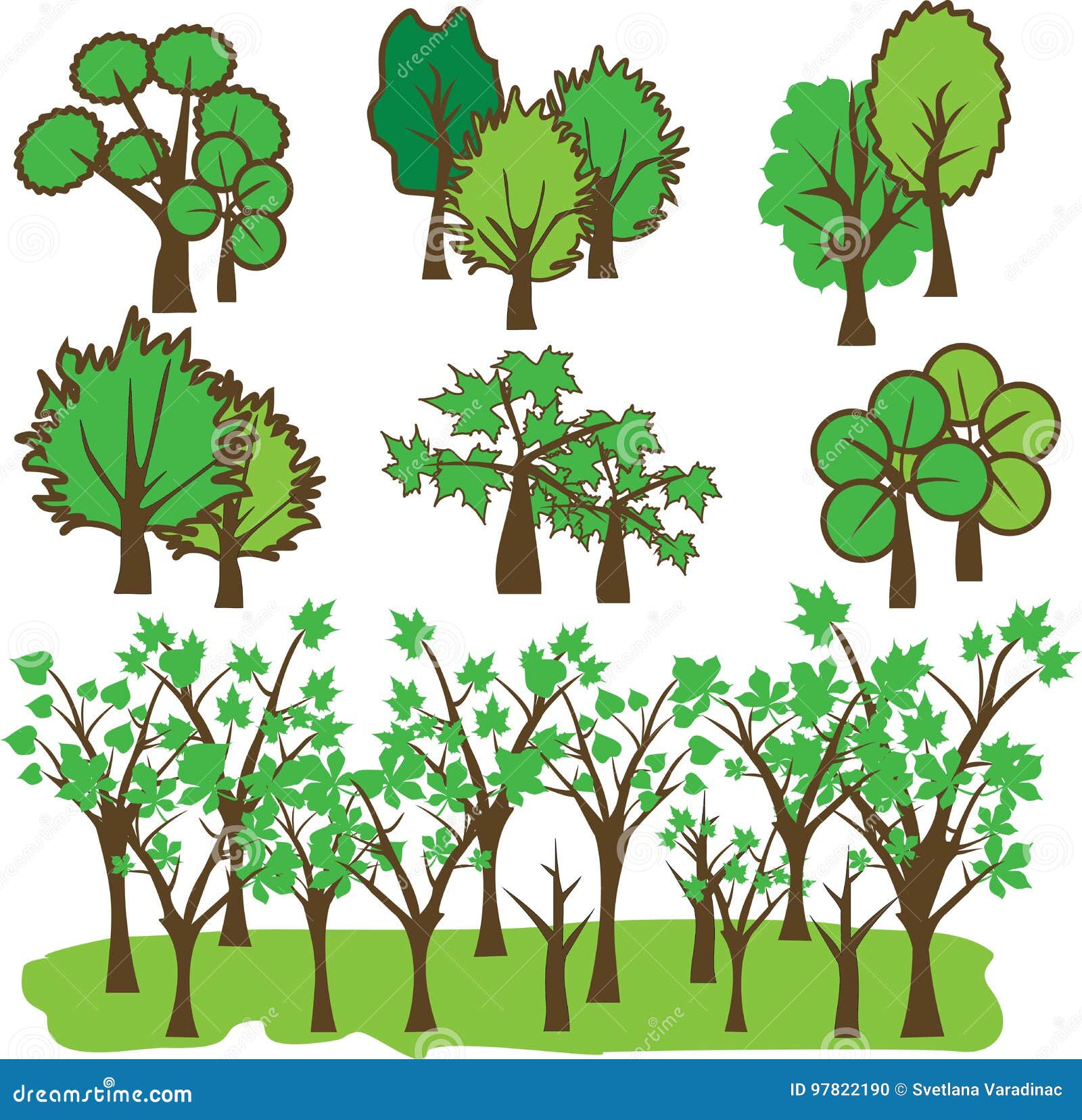 Vector set. Tree Clip Art stock vector. Illustration of abstract - 97822190