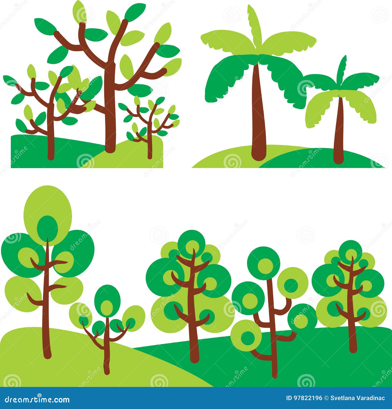 Vector set. Tree Clip Art stock vector. Illustration of summer - 97822196