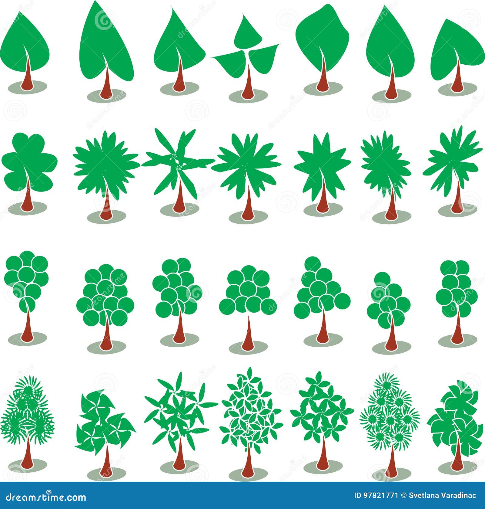 Vector Set Tree and Pine Clip Art Stock Vector - Illustration of green ...