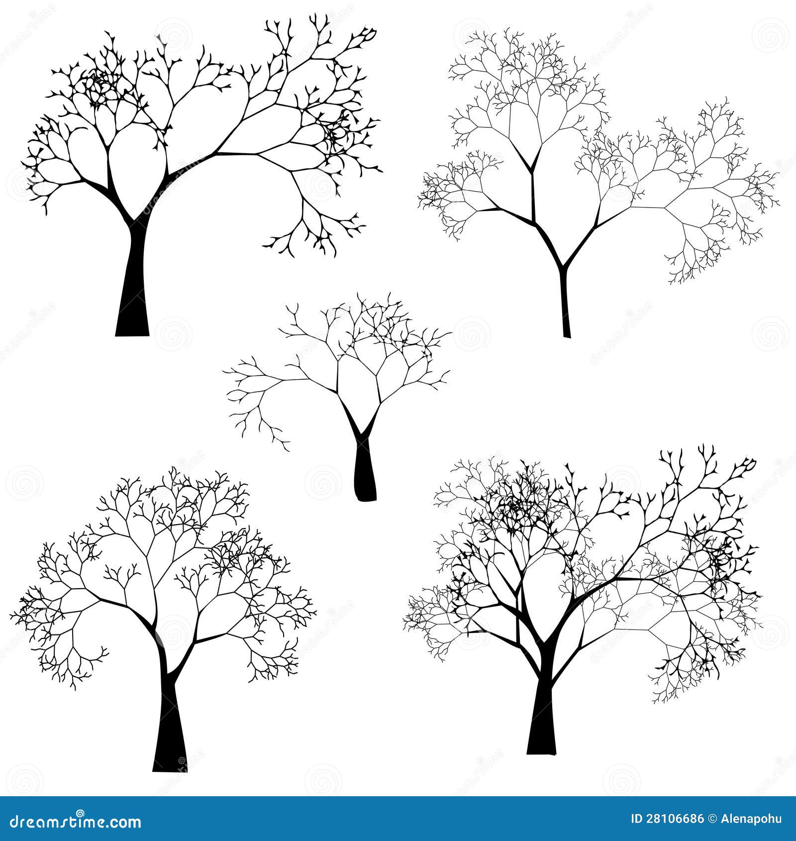 Vector Set of Tree Silhouettes Stock Vector - Illustration of natural ...