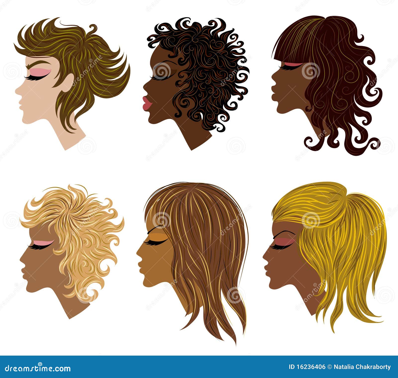Vector Set of Trendy Hair Styling for Woman Stock Vector - Illustration ...