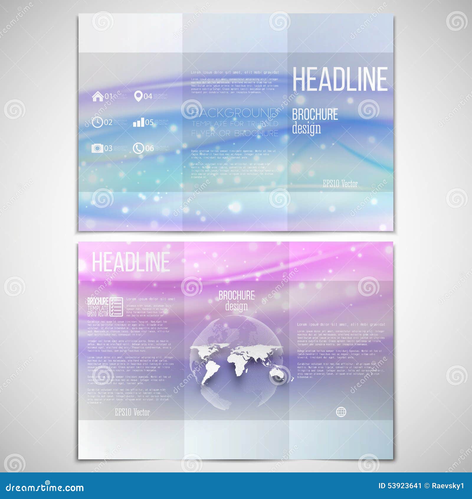 Vector Set of Tri-fold Brochure Design Template on Stock Vector ...