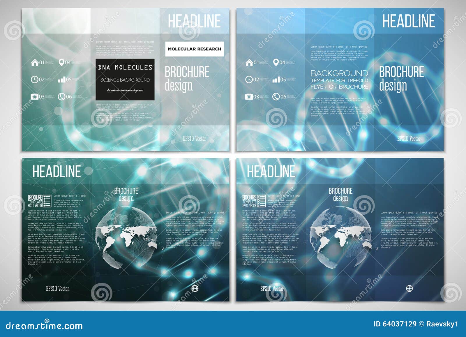 Vector Set of Tri-fold Brochure Design Template on Stock Vector ...