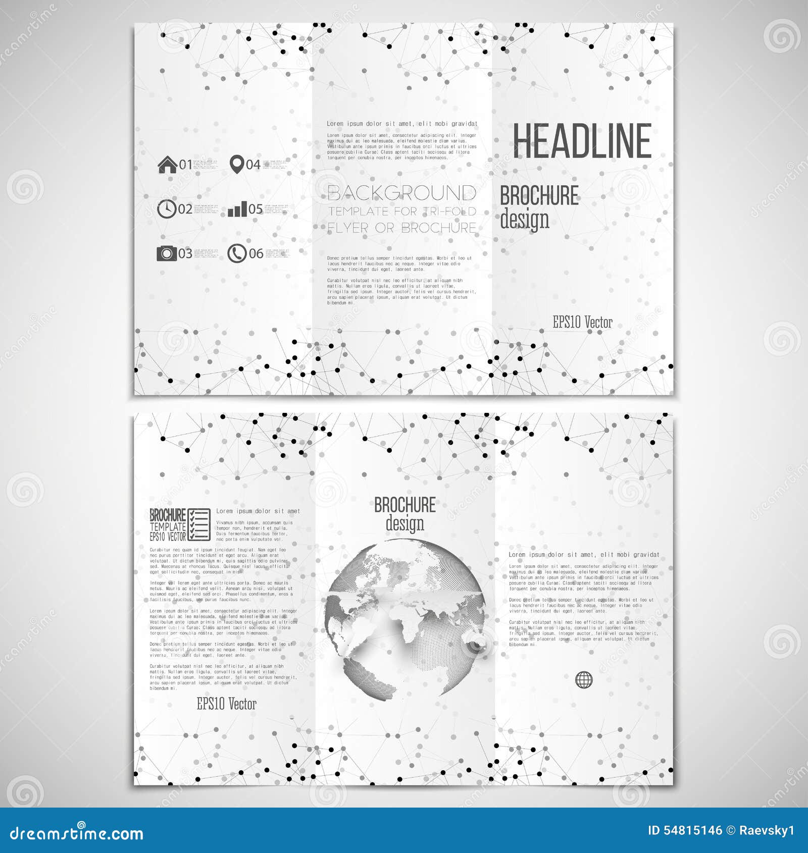Vector Set of Tri-fold Brochure Design Template on Stock Vector ...