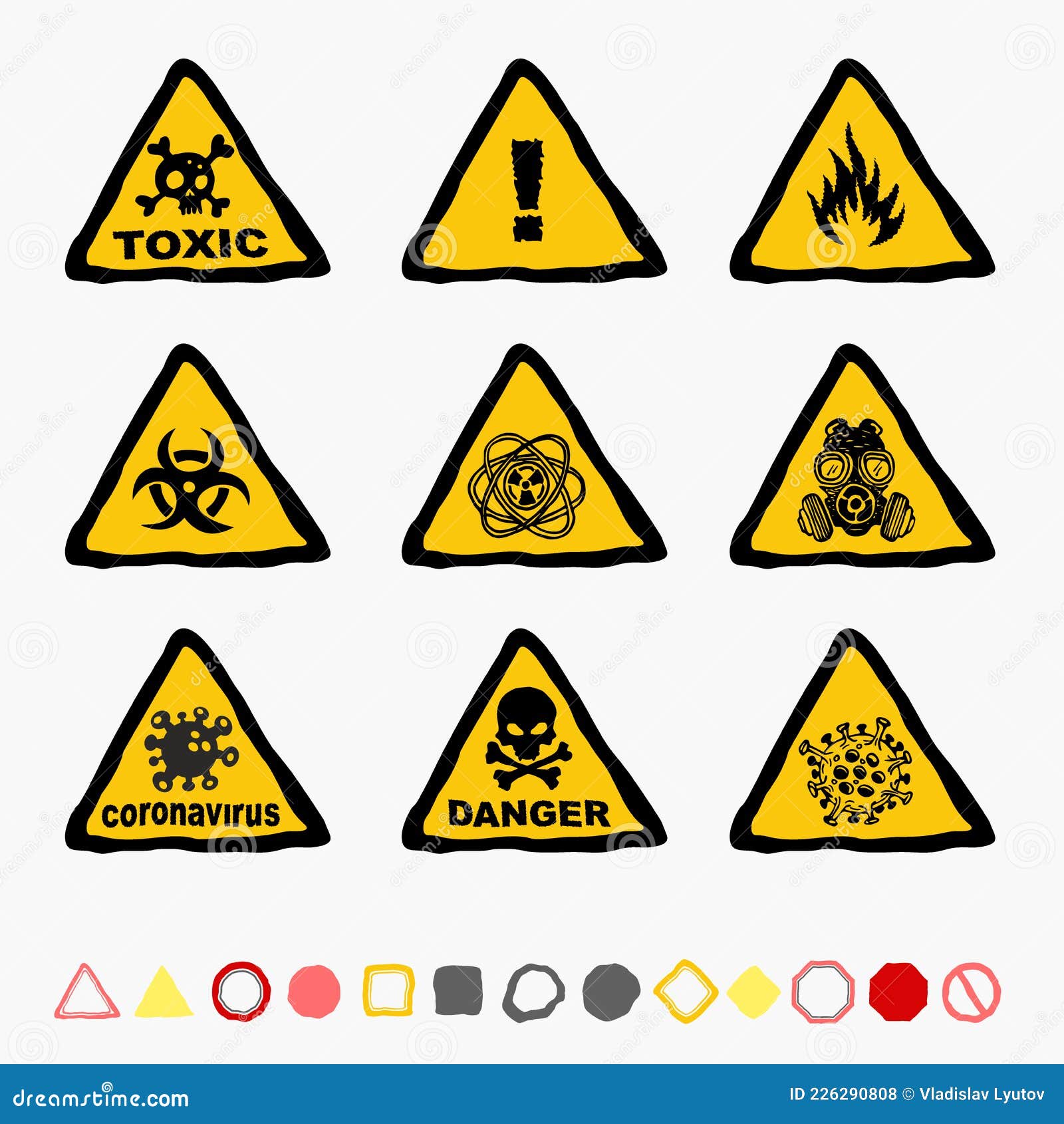 Vector Set of Triangle Yellow Warning Icons. Stock Vector ...
