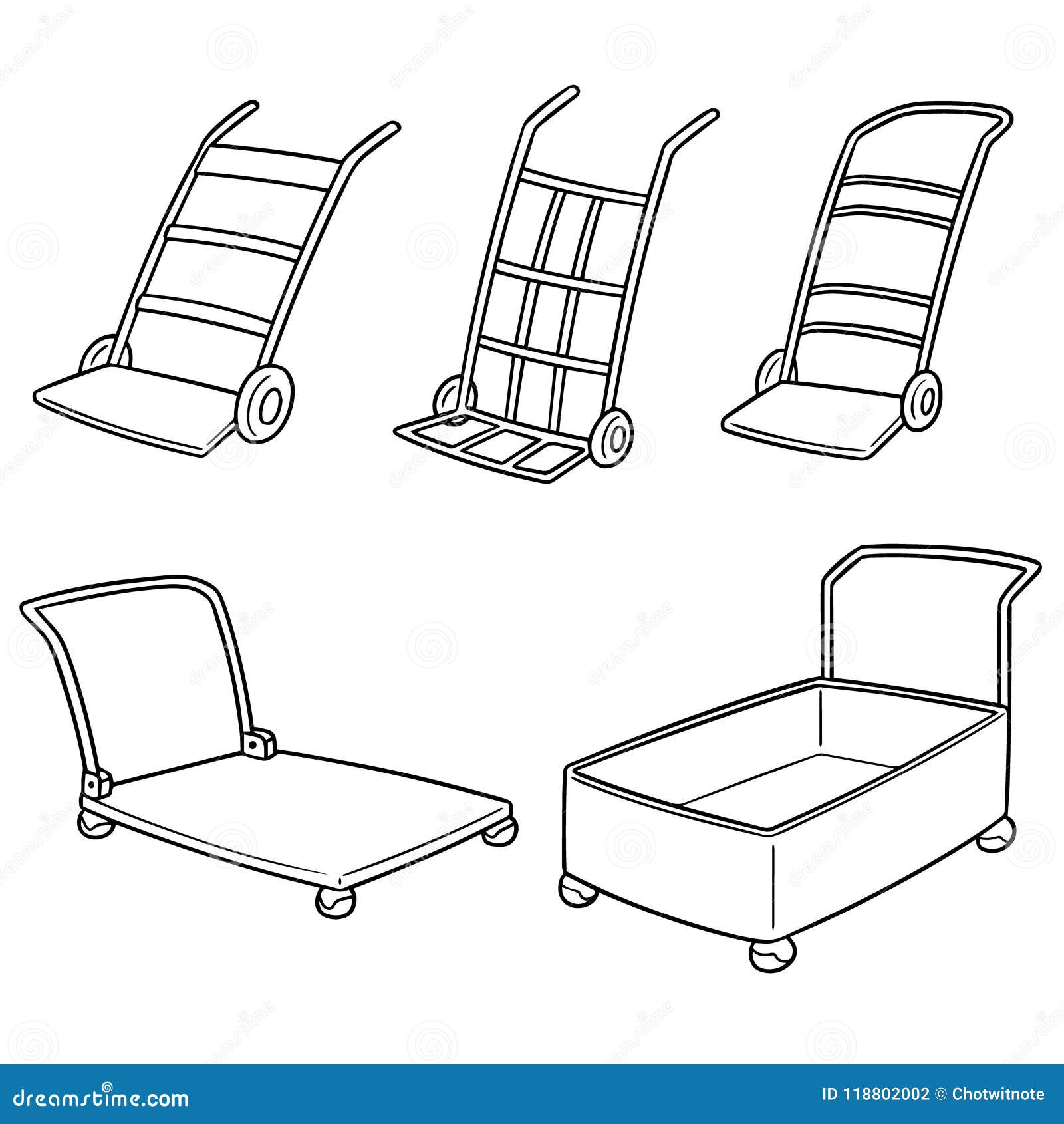 Vector set of trolleys stock vector. Illustration of clip - 118802002