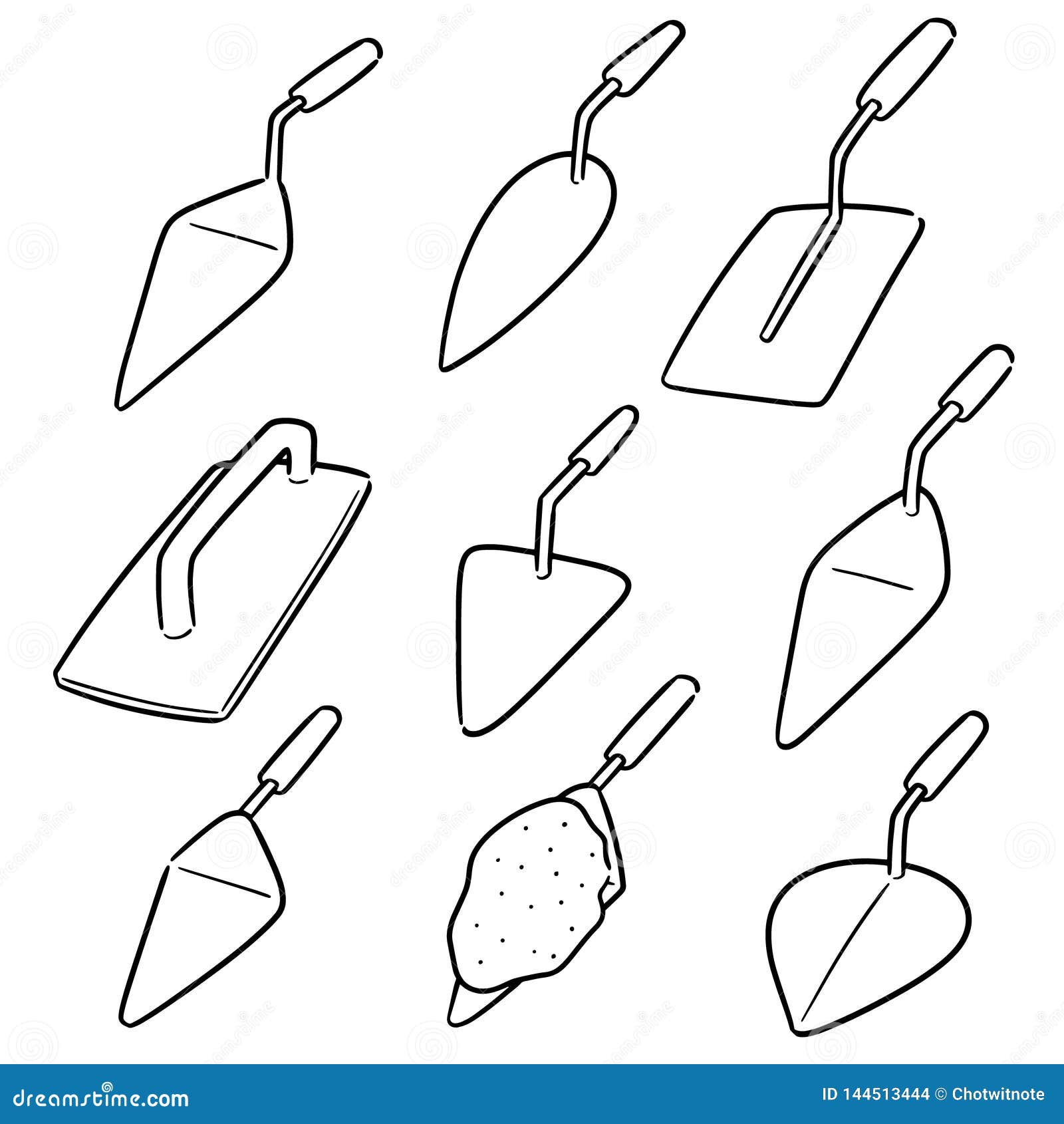 Vector set of trowel stock vector. Illustration of builder - 144513444