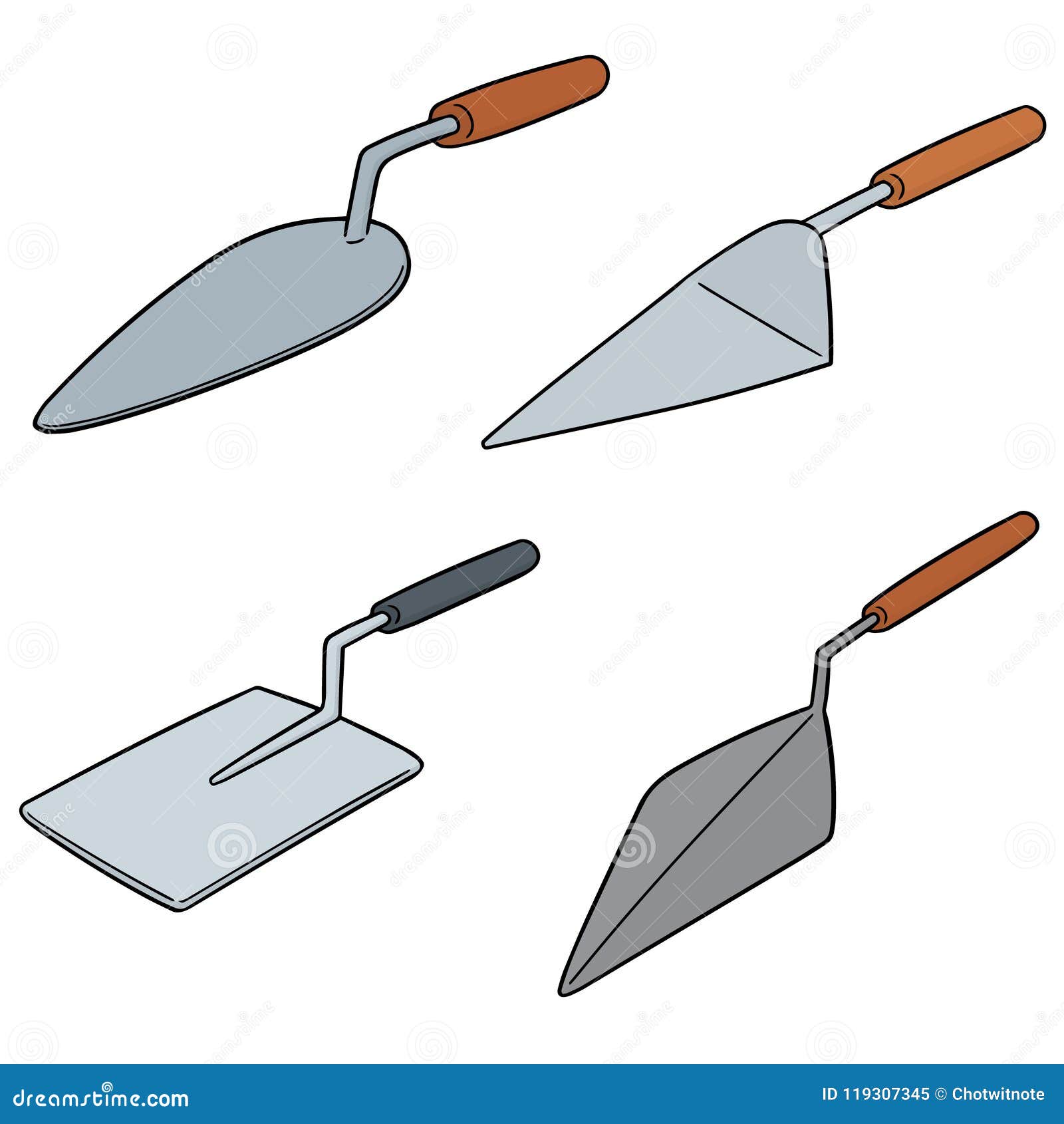 Vector set of trowels stock vector. Illustration of accessories - 119307345