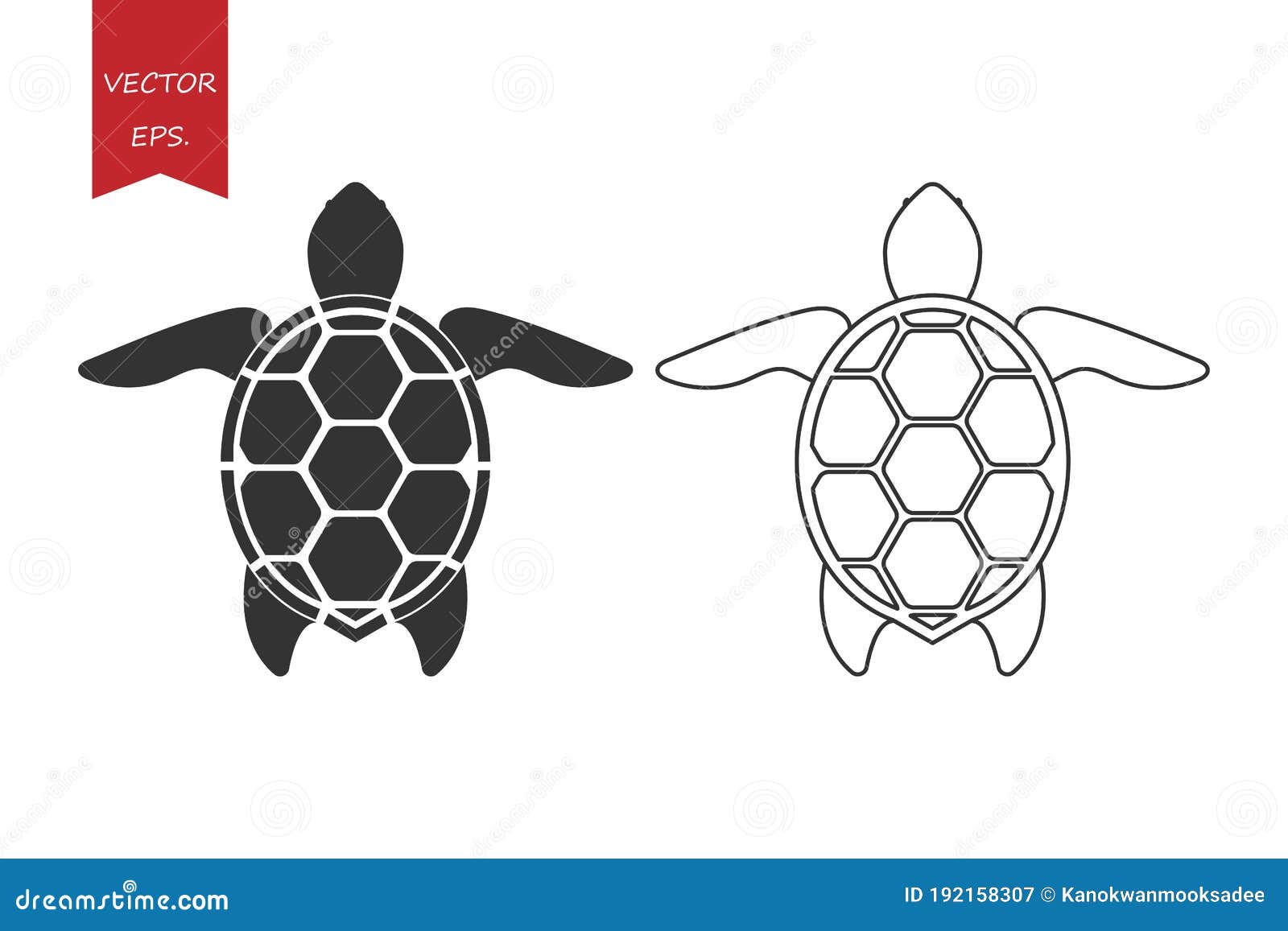 Vector Set of Turtle Black Outline Icons. Sea Animal Stock Vector ...