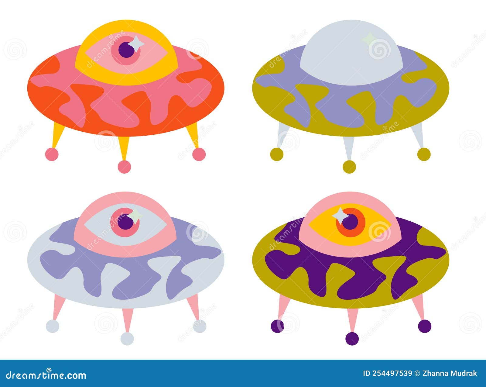 Vector Set UFO, Modern Flat Icon Isolated on White Stock Vector ...