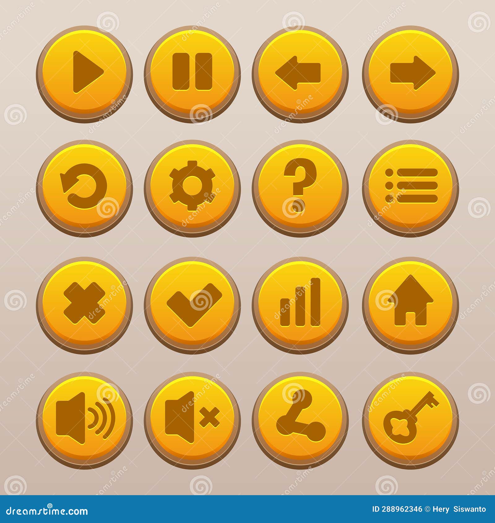 Set Of UI Button Icons For 2D Game User Interfaces Vector Illustration | CartoonDealer.com ...