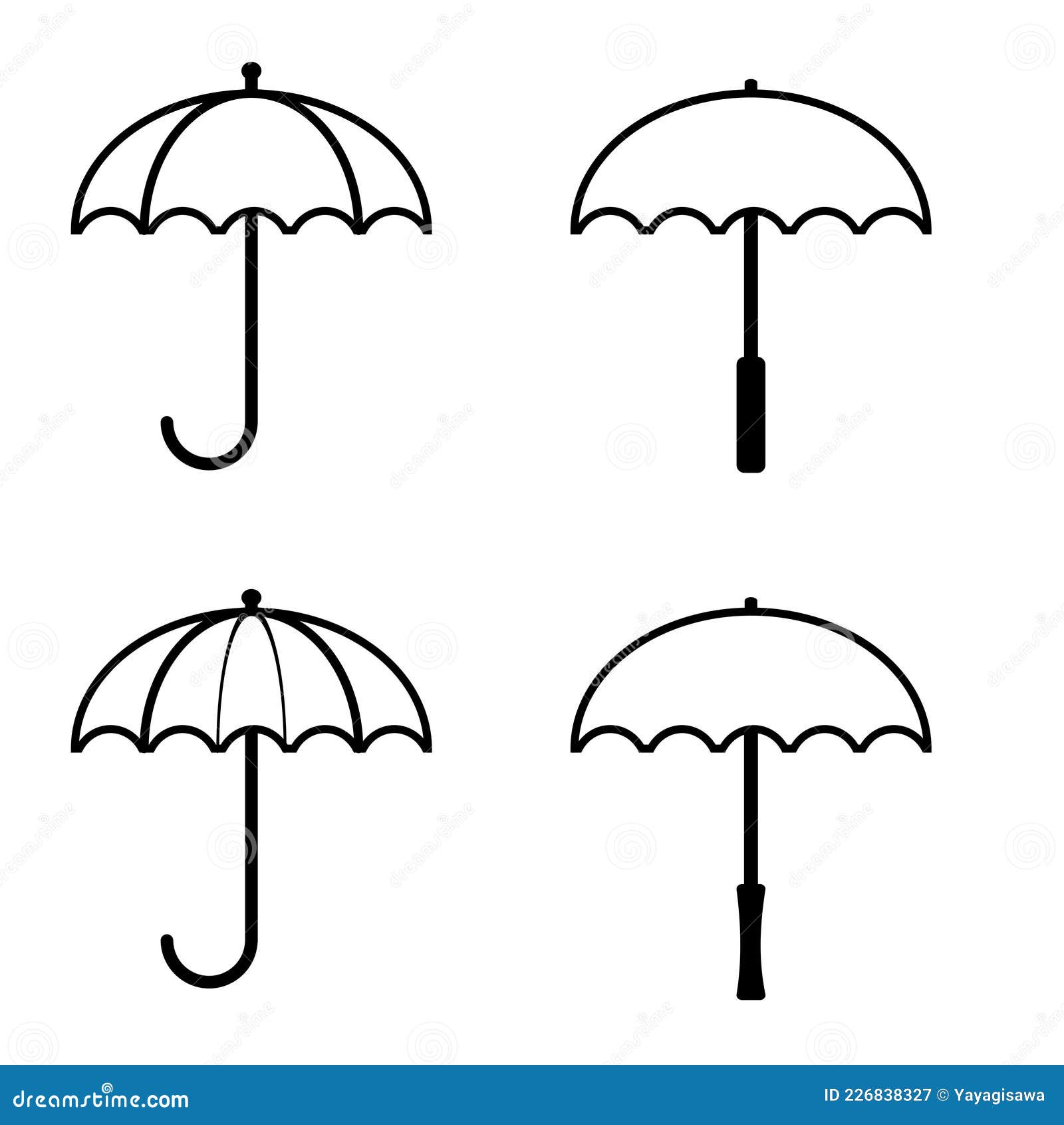 Vector Set of Umbrella Icons with Different Shapes Stock Vector ...