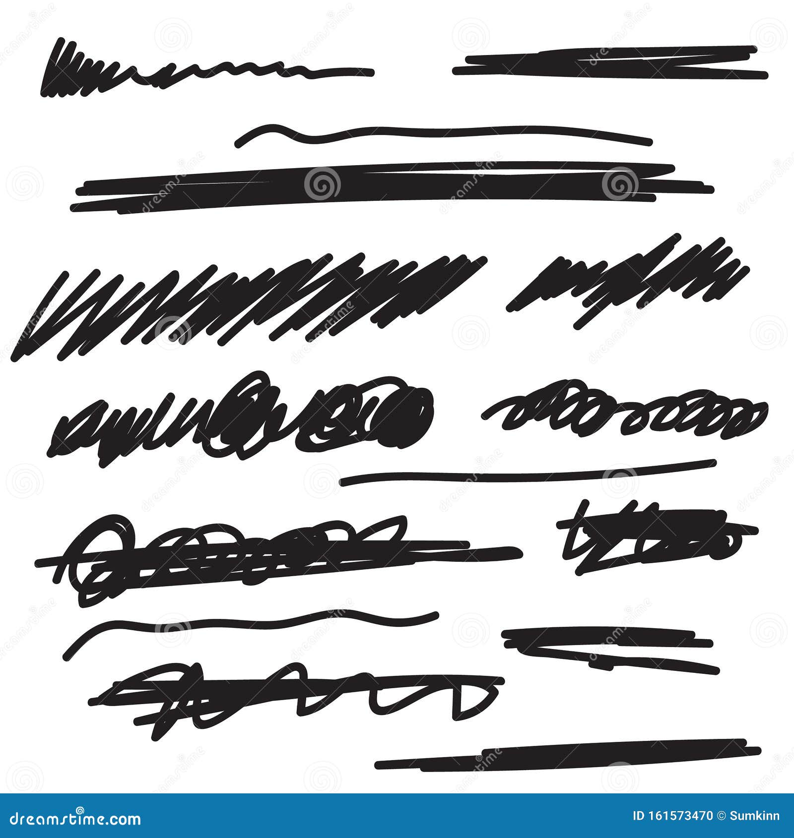 Vector set underline. stock vector. Illustration of handwritten - 161573470