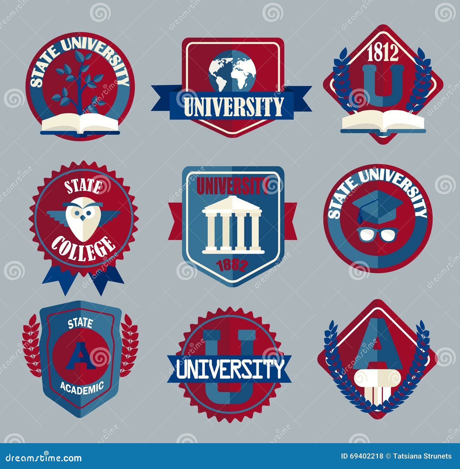 Vector Set of University and College School Badges. Stock Vector ...