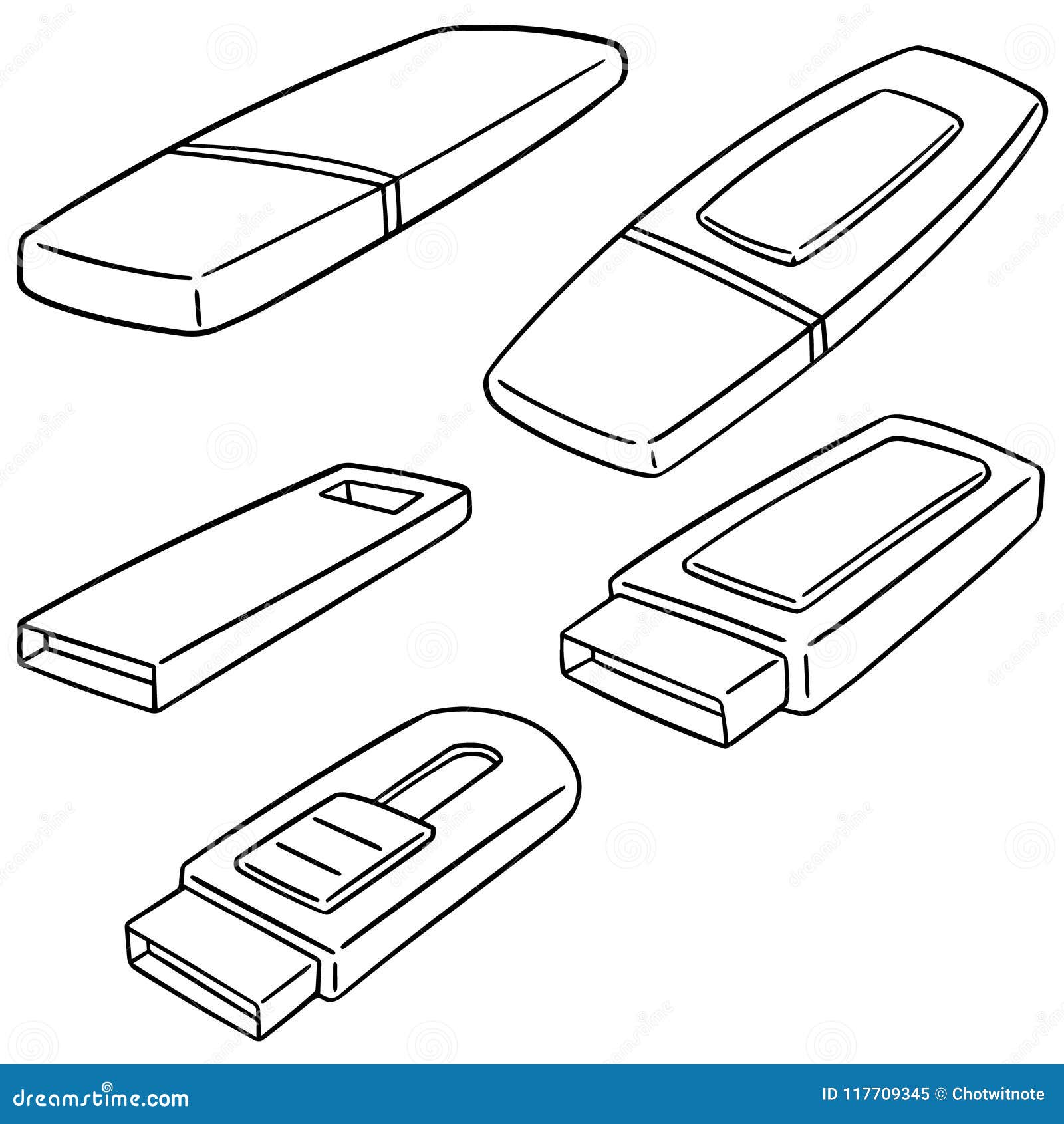 Vector Set of Usb Flash Drive Stock Vector - Illustration of file, line ...