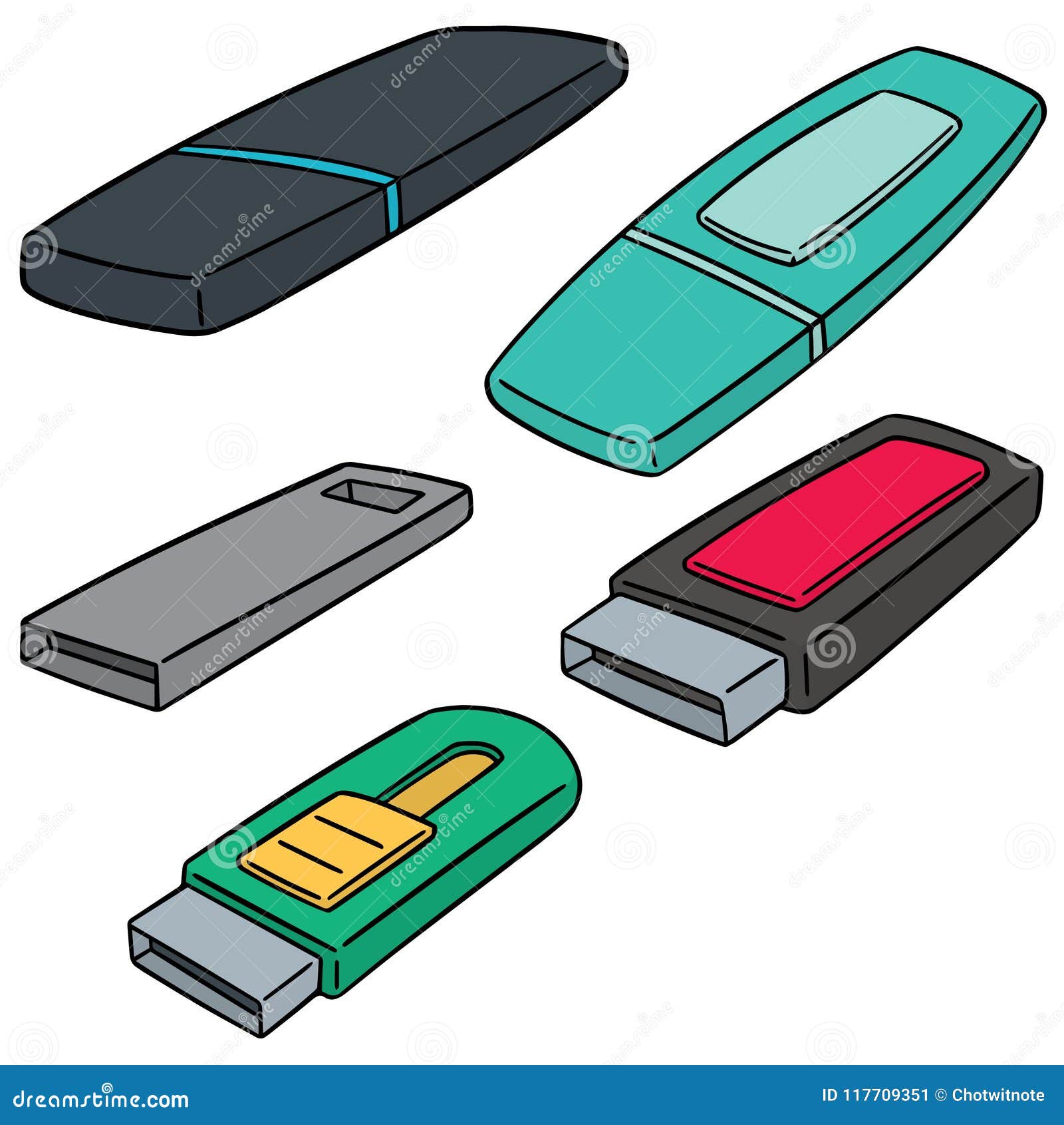 Vector Set of Usb Flash Drive Stock Vector - Illustration of disk ...