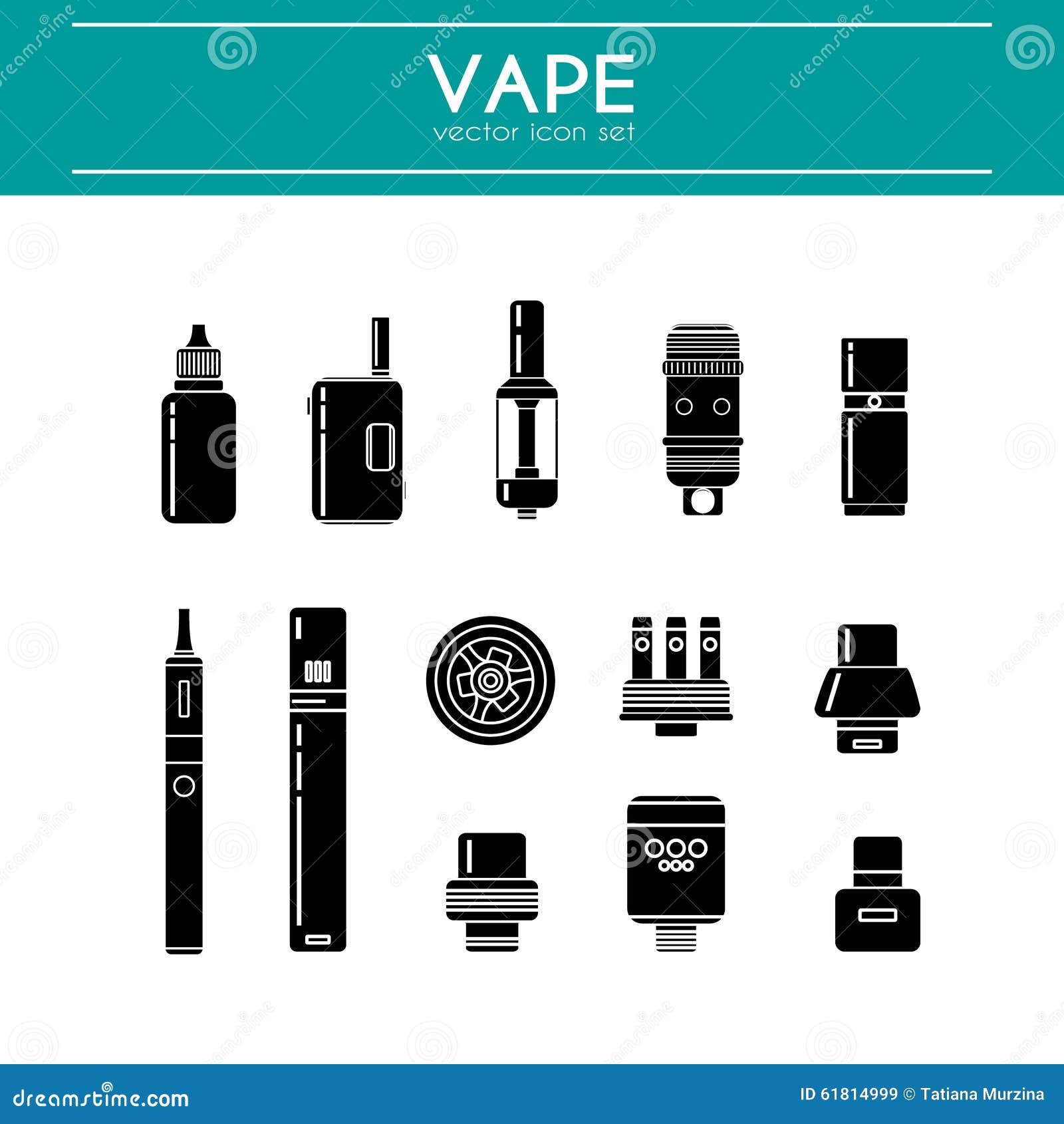 Vector Set of Vape Icons. stock vector. Illustration of glycerin - 61814999