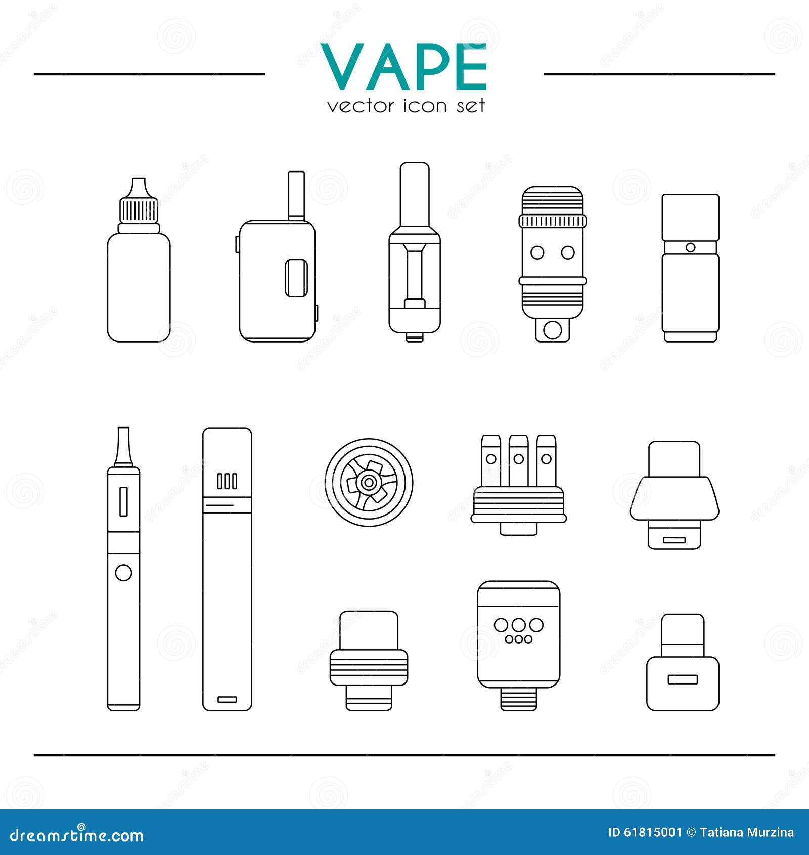 Vector Set of Vape Icons. stock vector. Illustration of atomizer - 61815001