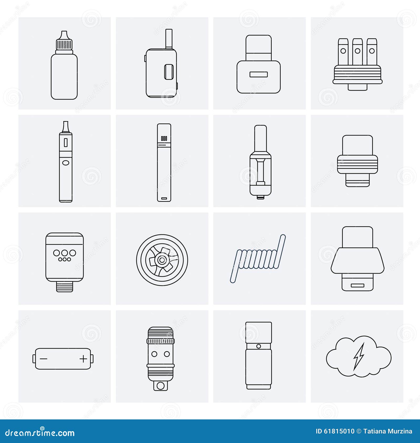 Vector Set of Vape Icons. stock vector. Illustration of habit - 61815010