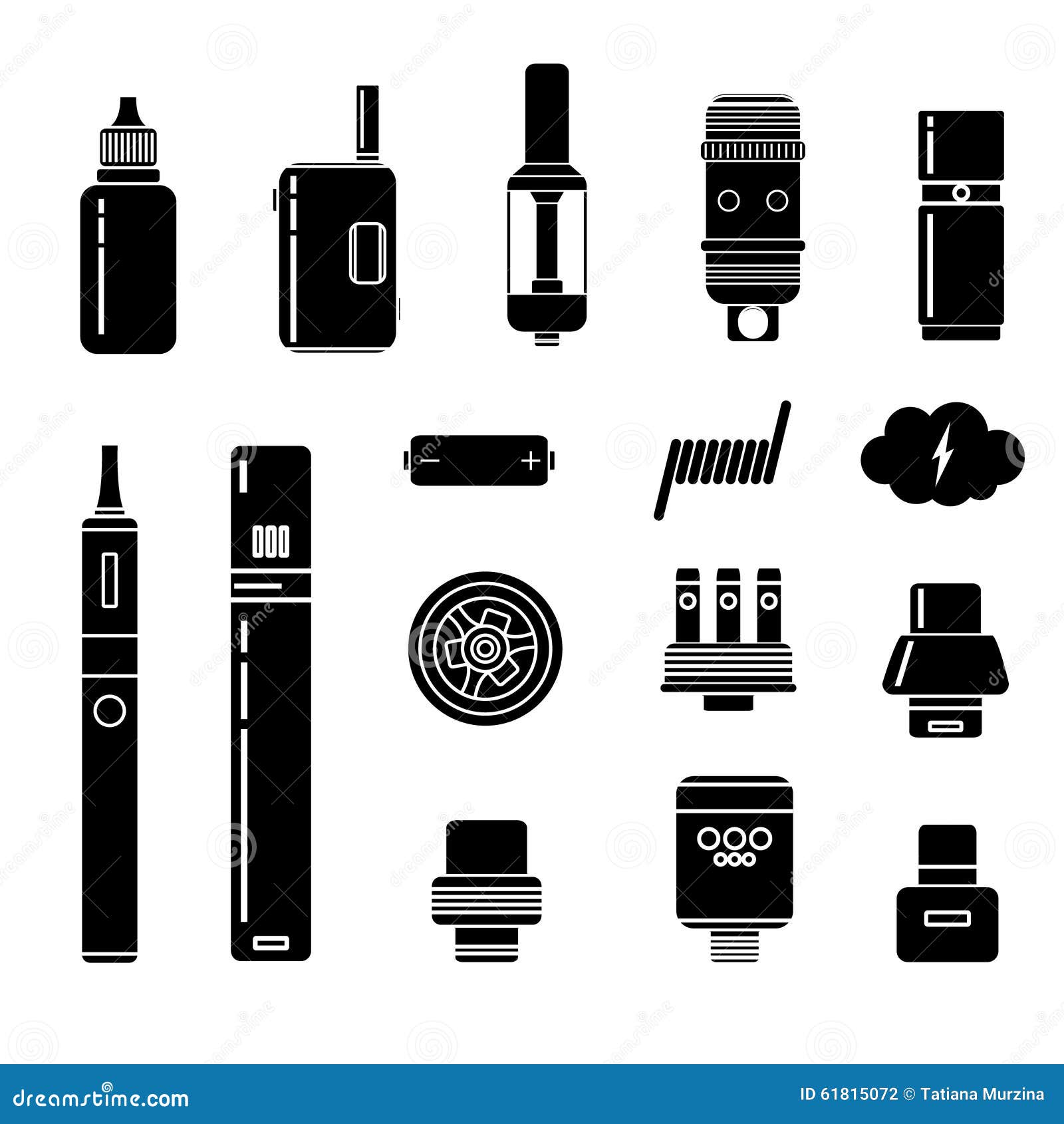 Vector Set of Vape Icons. stock vector. Illustration of head - 61815072