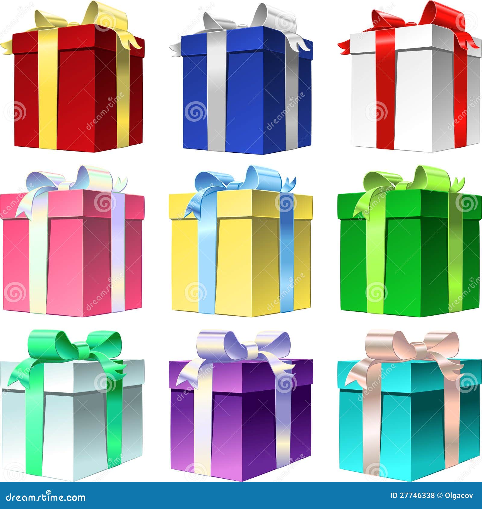 Vector Set Varicolored Gift Box with Ribbon Bow Stock Vector ...