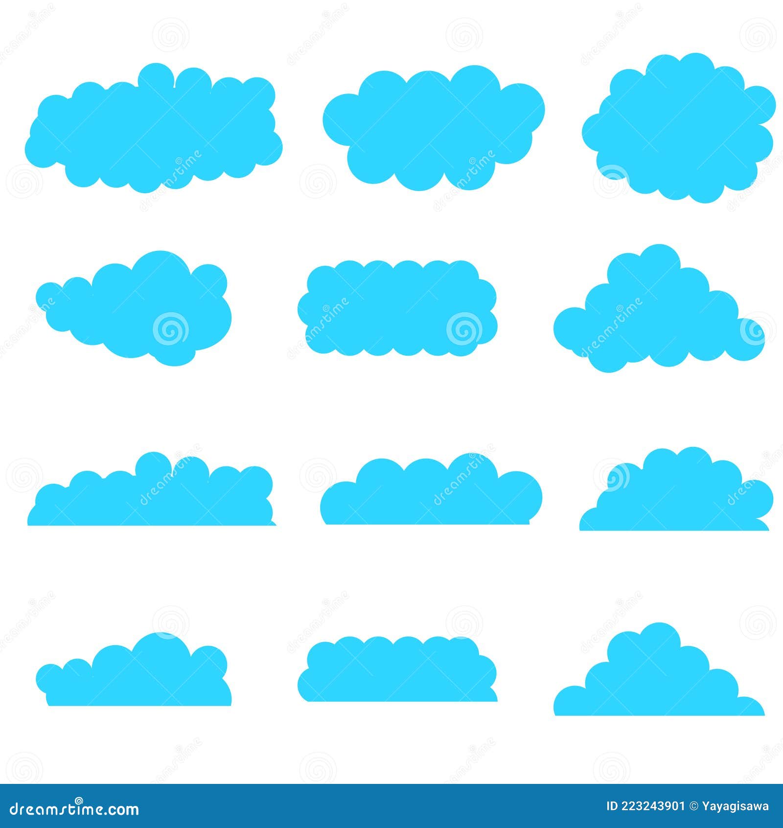 Vector Set of Various Blue Color Cloud Shapes Illustration Stock Vector ...