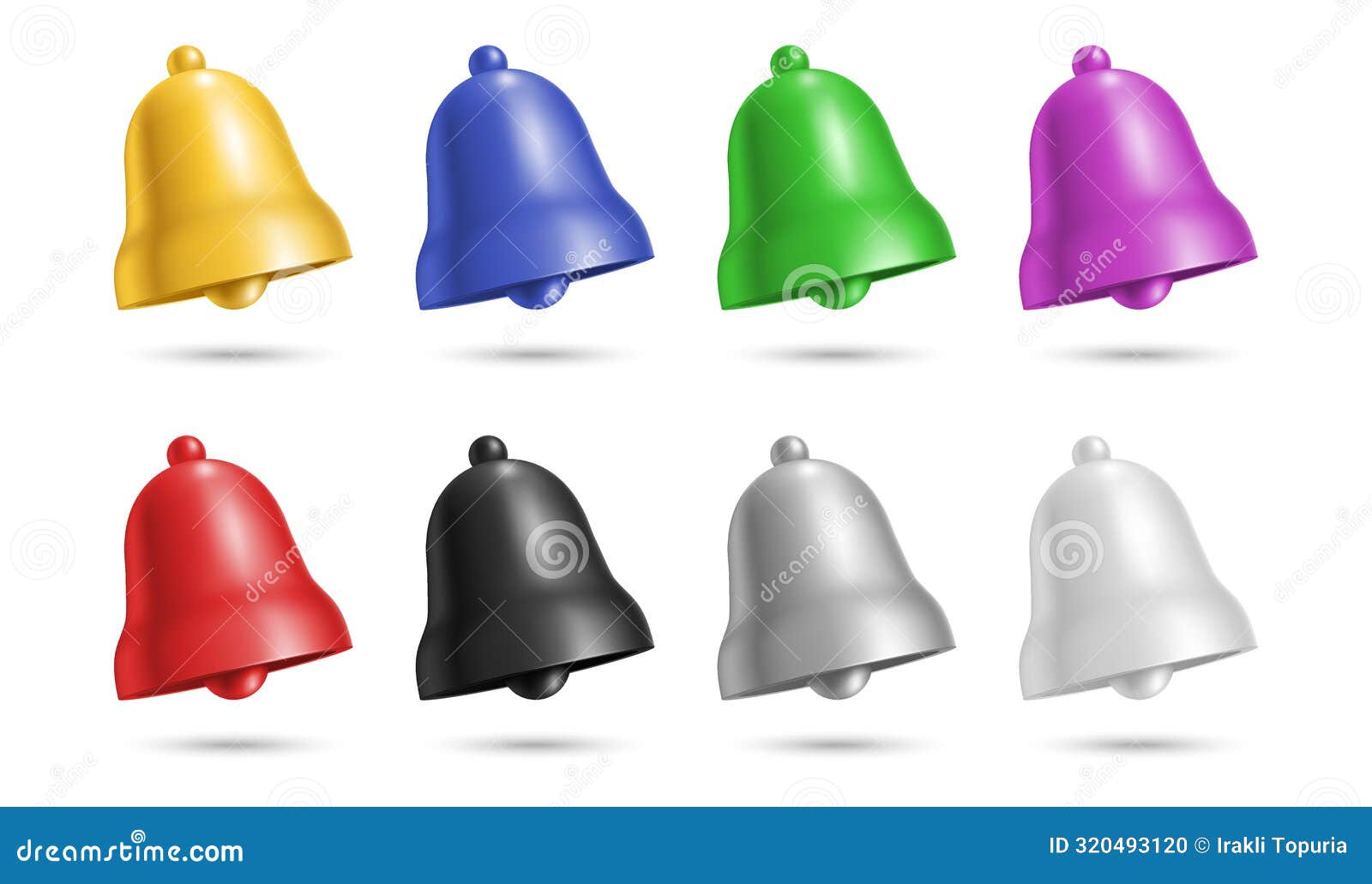 Vector Set of Various Colored Bells Isolated on a Plain White Backdrop ...