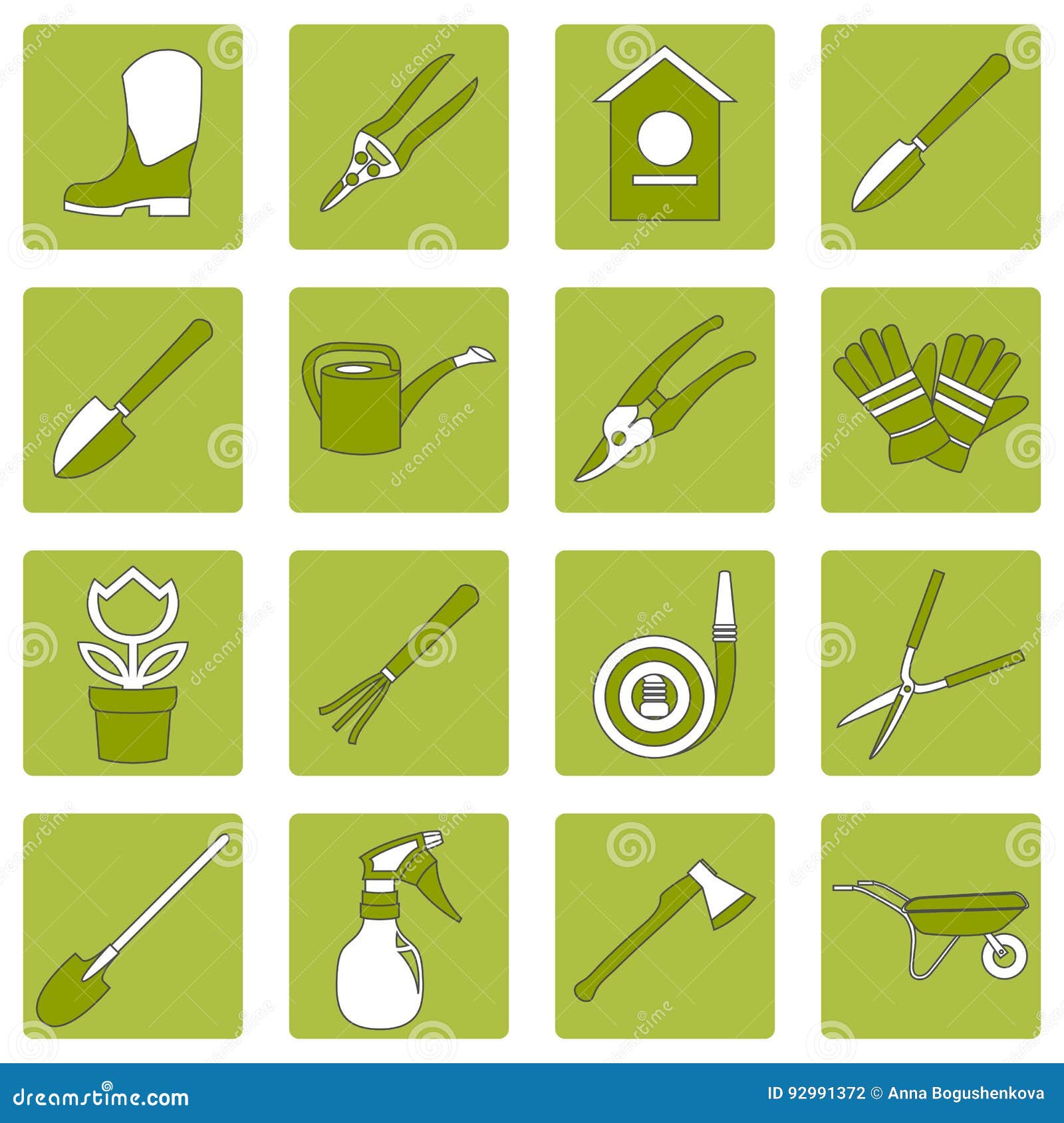 Vector Set of Various Gardening Items and Garden Tools in Flat Design ...