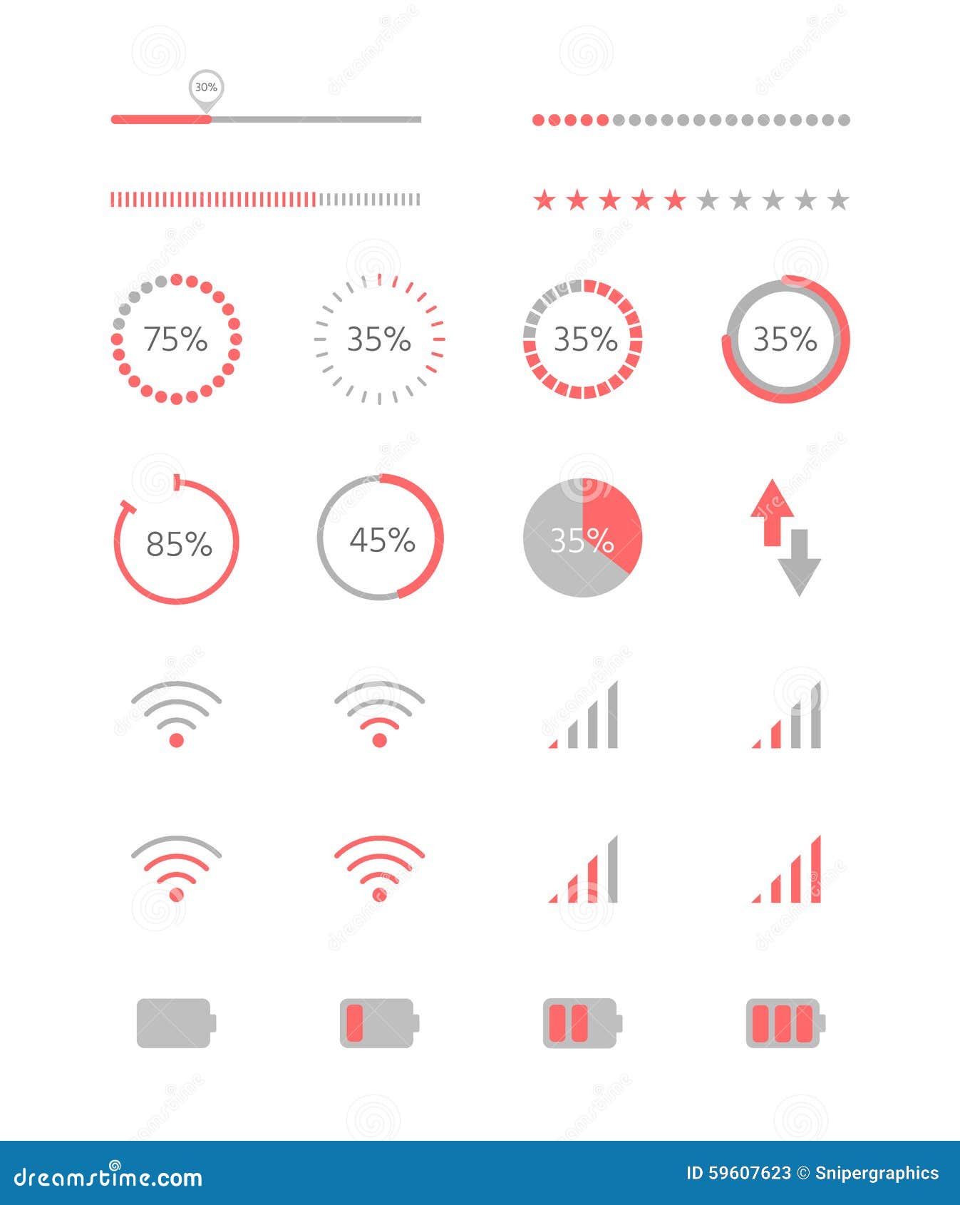 Vector Set of Various Indicators Stock Vector - Illustration of level ...