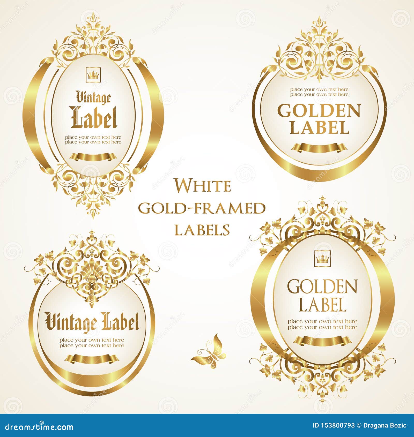 White Gold-framed and Decorated Labels - Vector Design Stock Vector ...