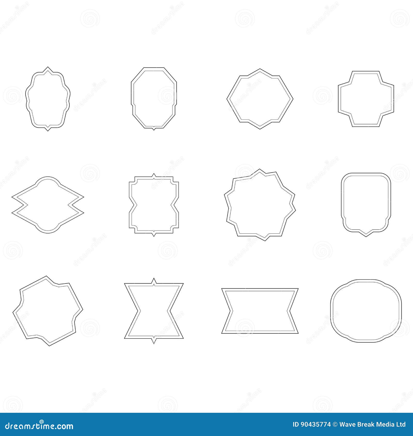 Vector Set Various Outlined Shapes Stock Illustrations – 26 Vector Set ...