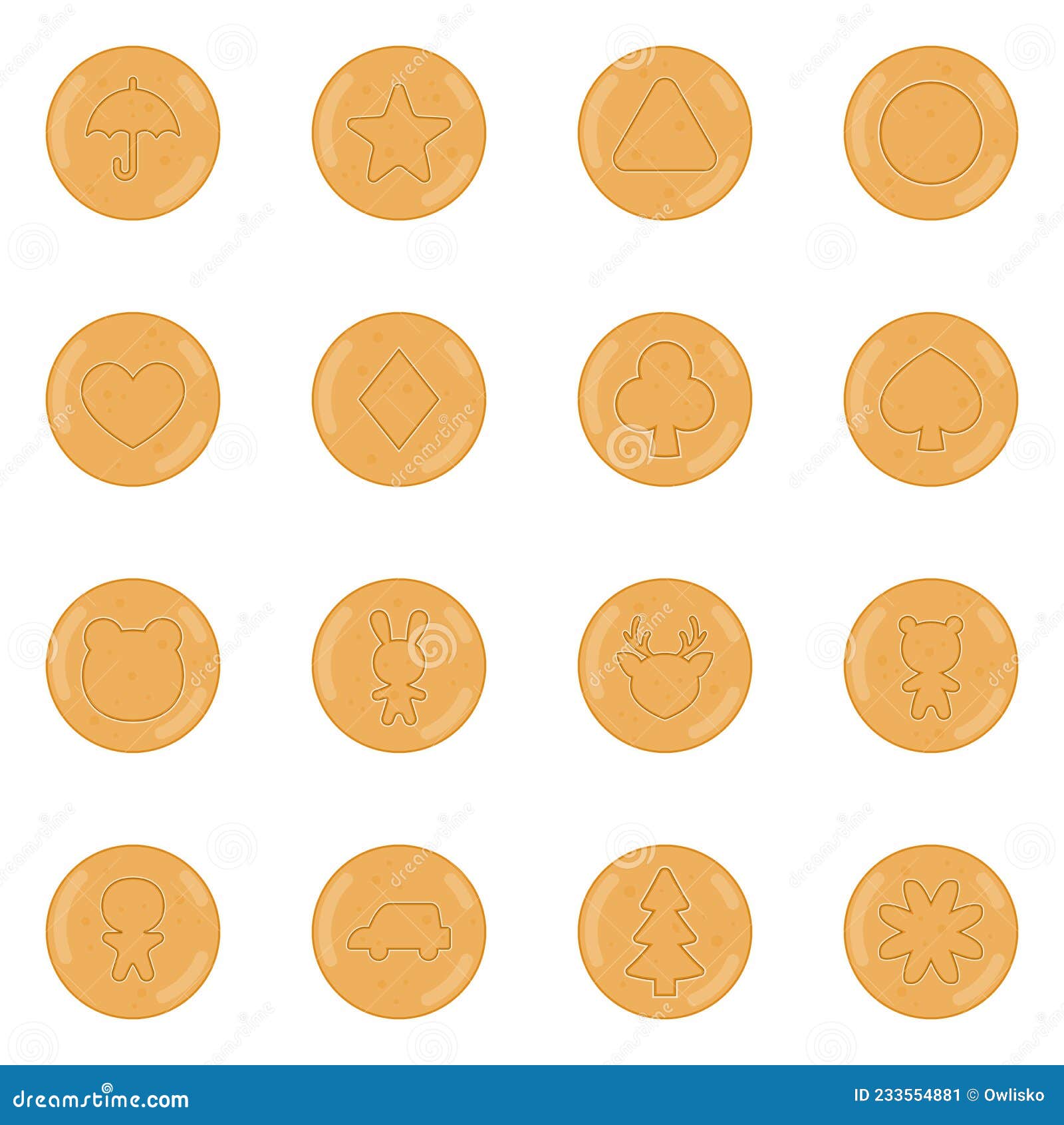 Vector Set With Various Shapes Candies Dalgona | CartoonDealer.com ...