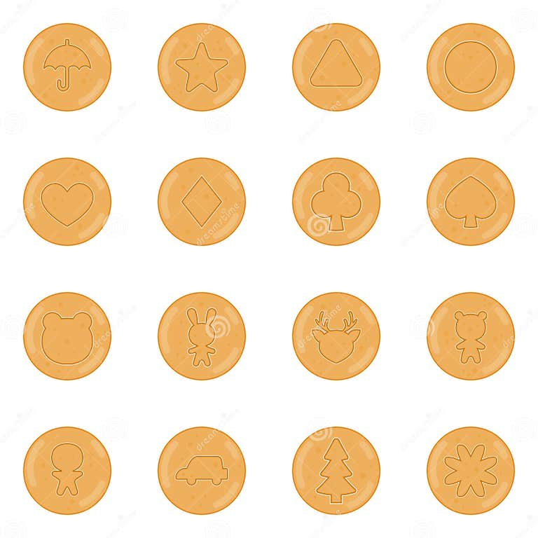 Vector Set with Various Shapes Candies Dalgona Stock Vector ...