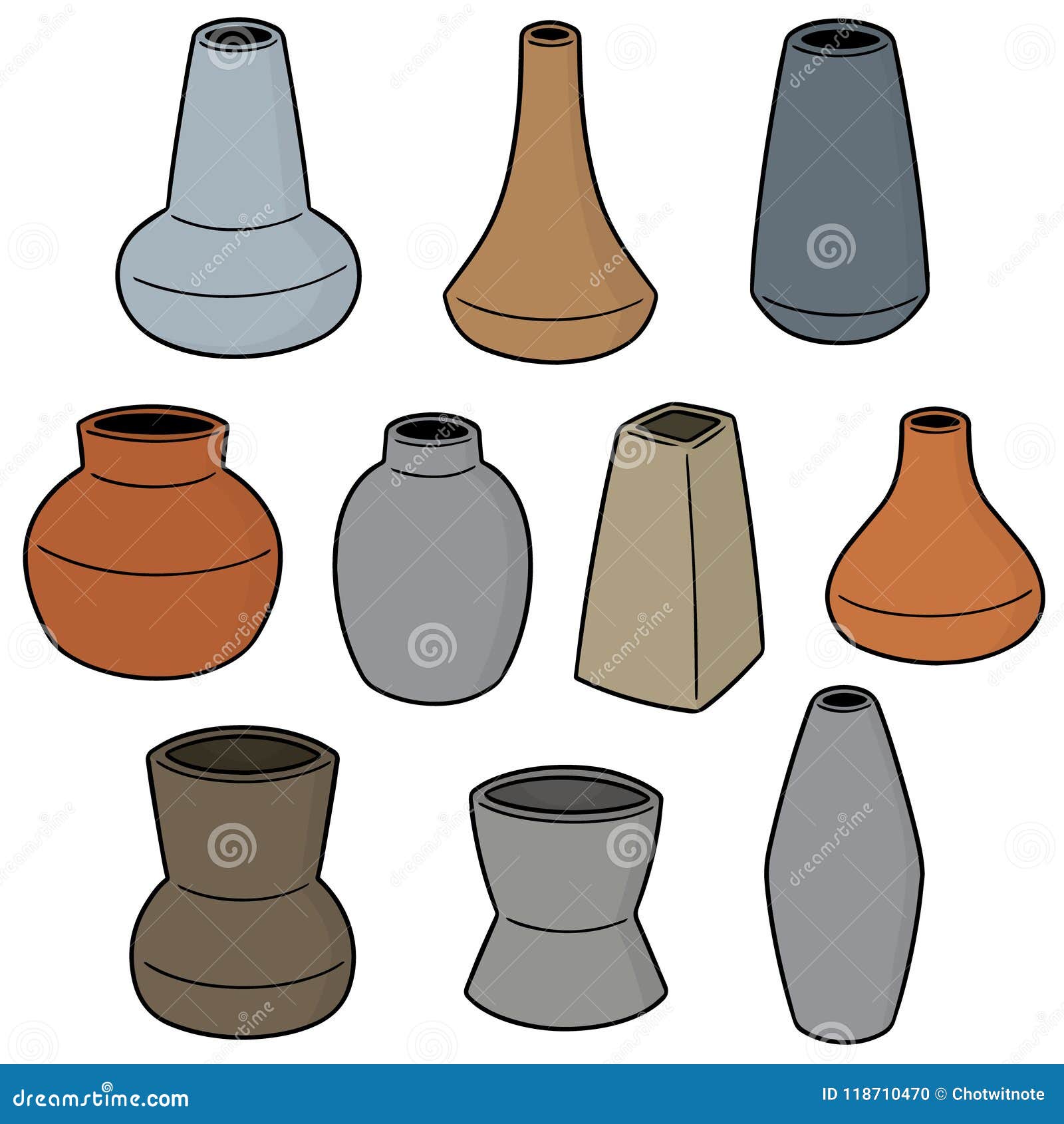Vector set of vase stock vector. Illustration of decoration - 118710470