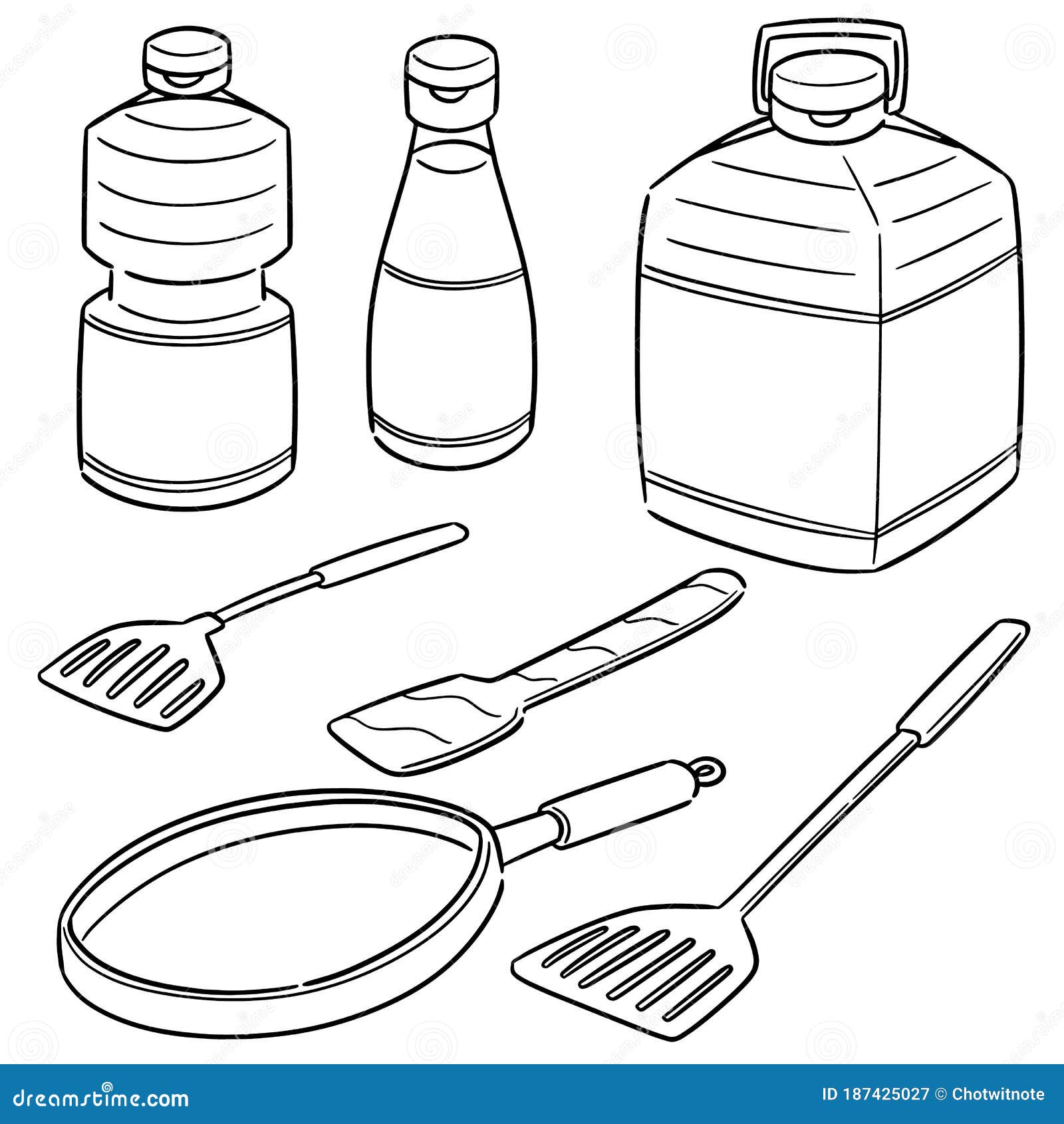 Vector Set Of Pan, Flipper And Fried Egg | CartoonDealer.com #120420825