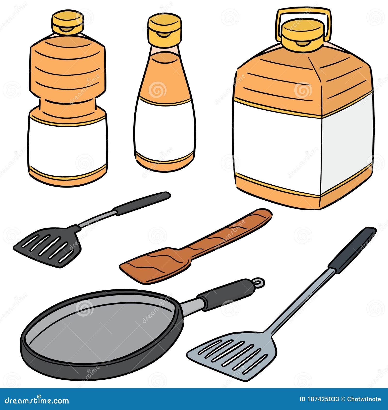 Vector Set Of Pan, Flipper And Fried Egg | CartoonDealer.com #120420825