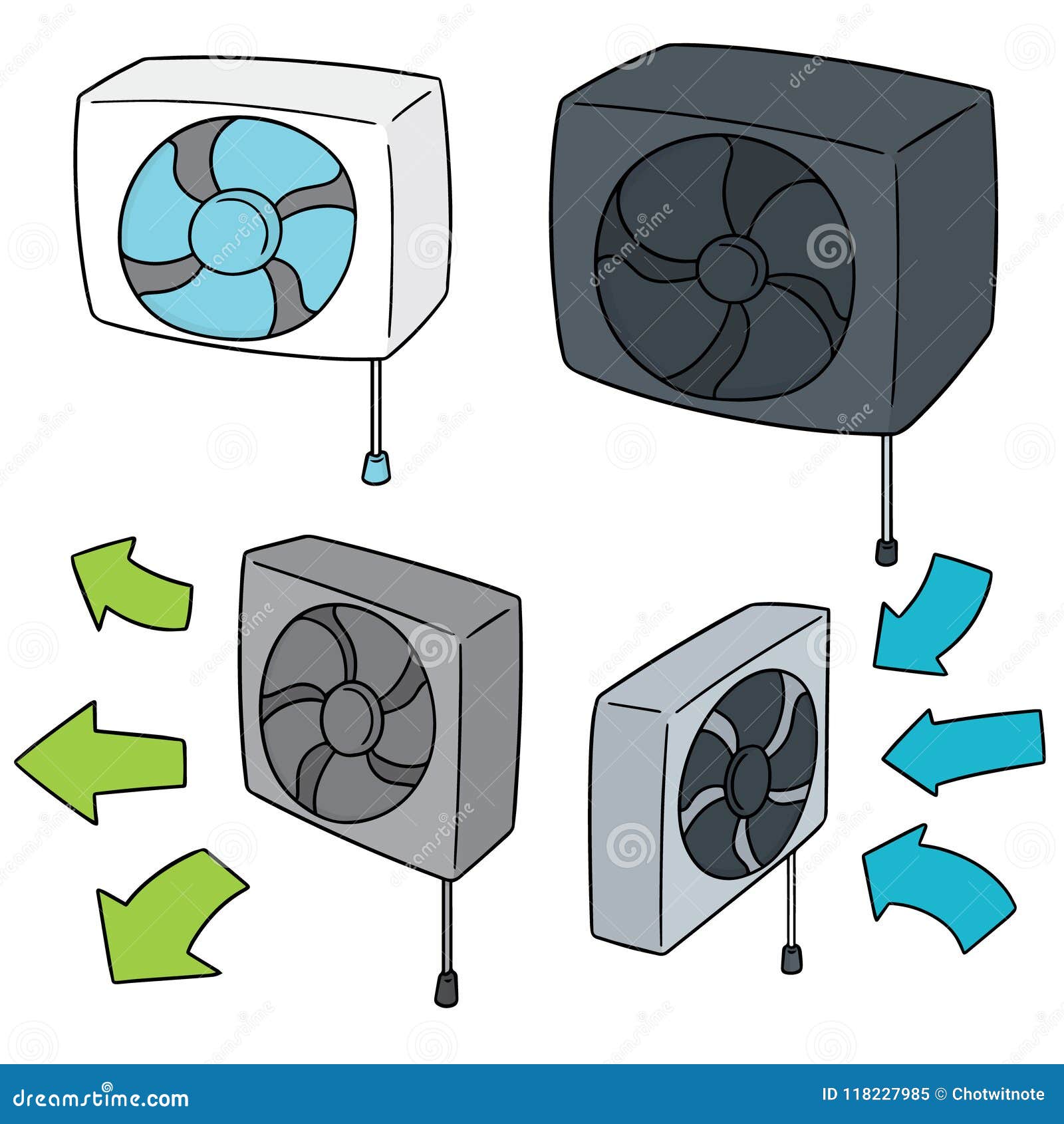 Vector Set of Ventilating Fan Stock Vector - Illustration of deco, flow ...