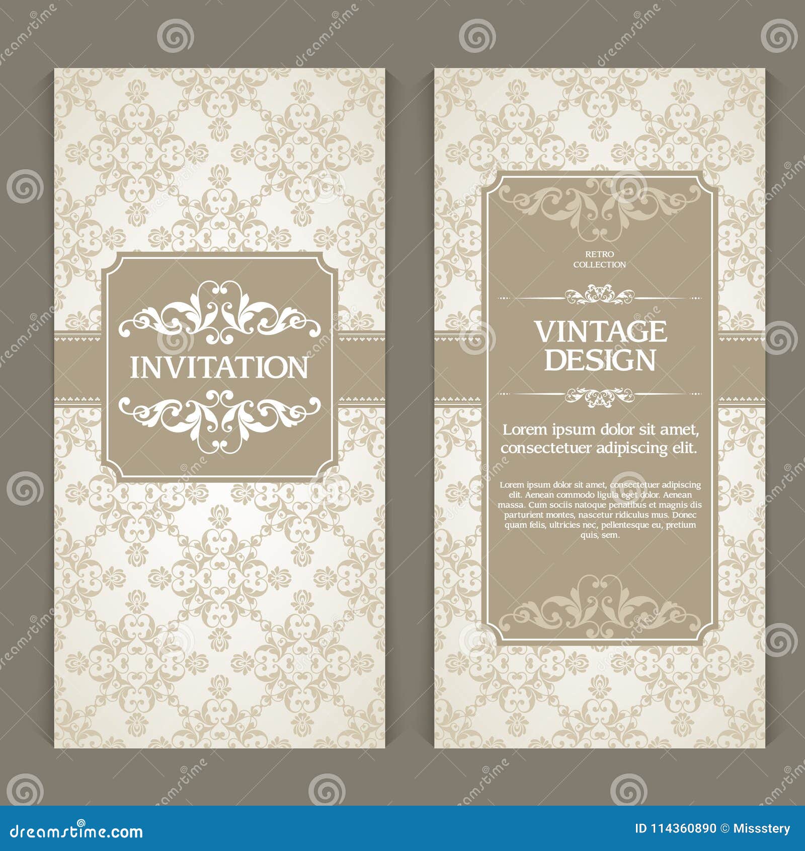 Vector Set of Vertical Banners with Ornamental Frame and Seamless ...