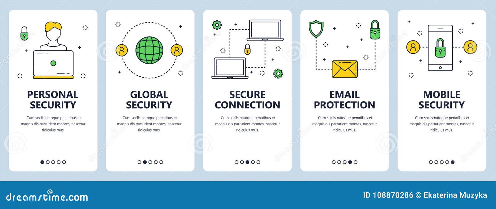 Vector Modern Thin Line Personal Security Concept Web Banner Set Stock ...