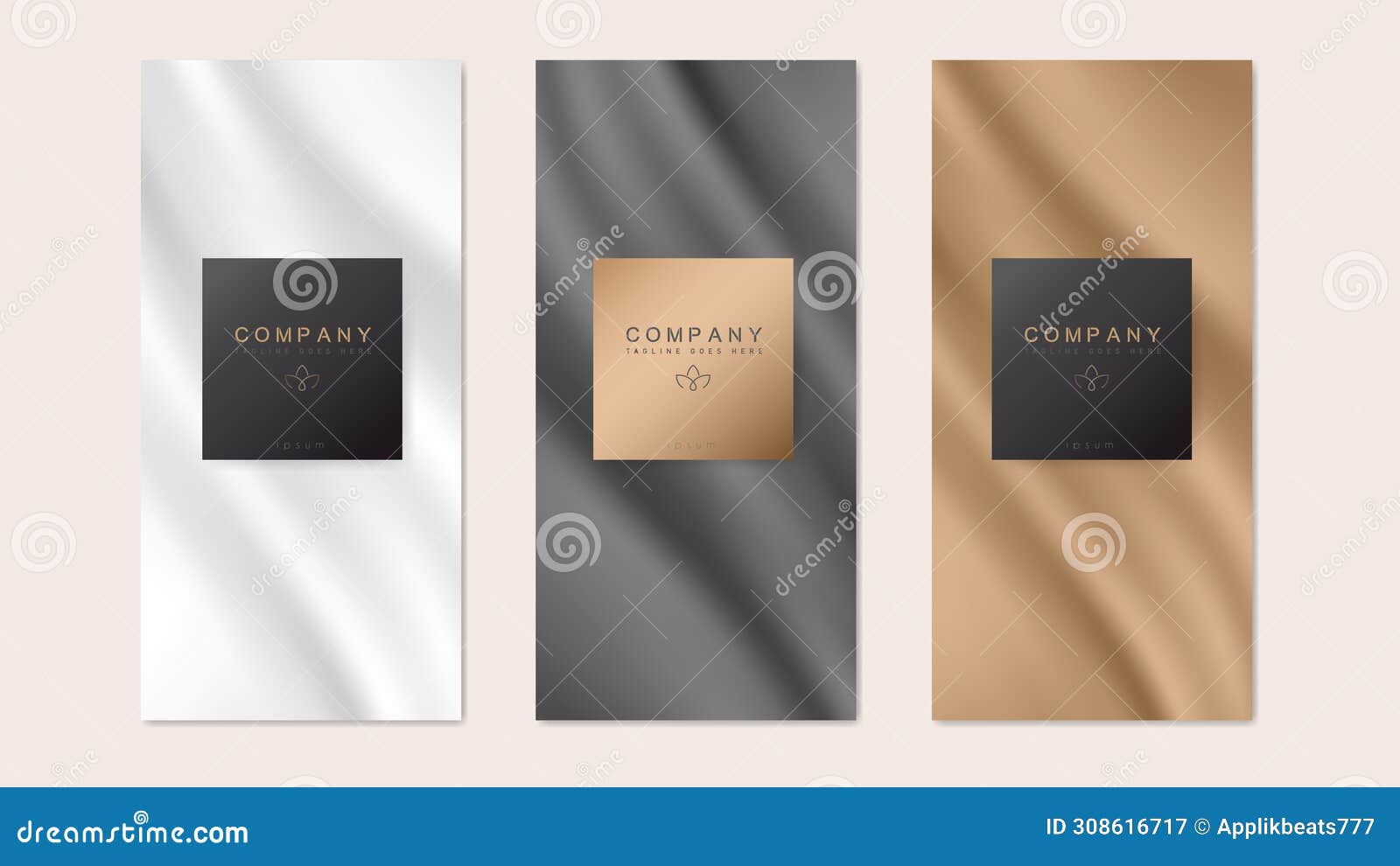 Vector Set of Vertical Banners with Silk Fabric and Frame. Background ...