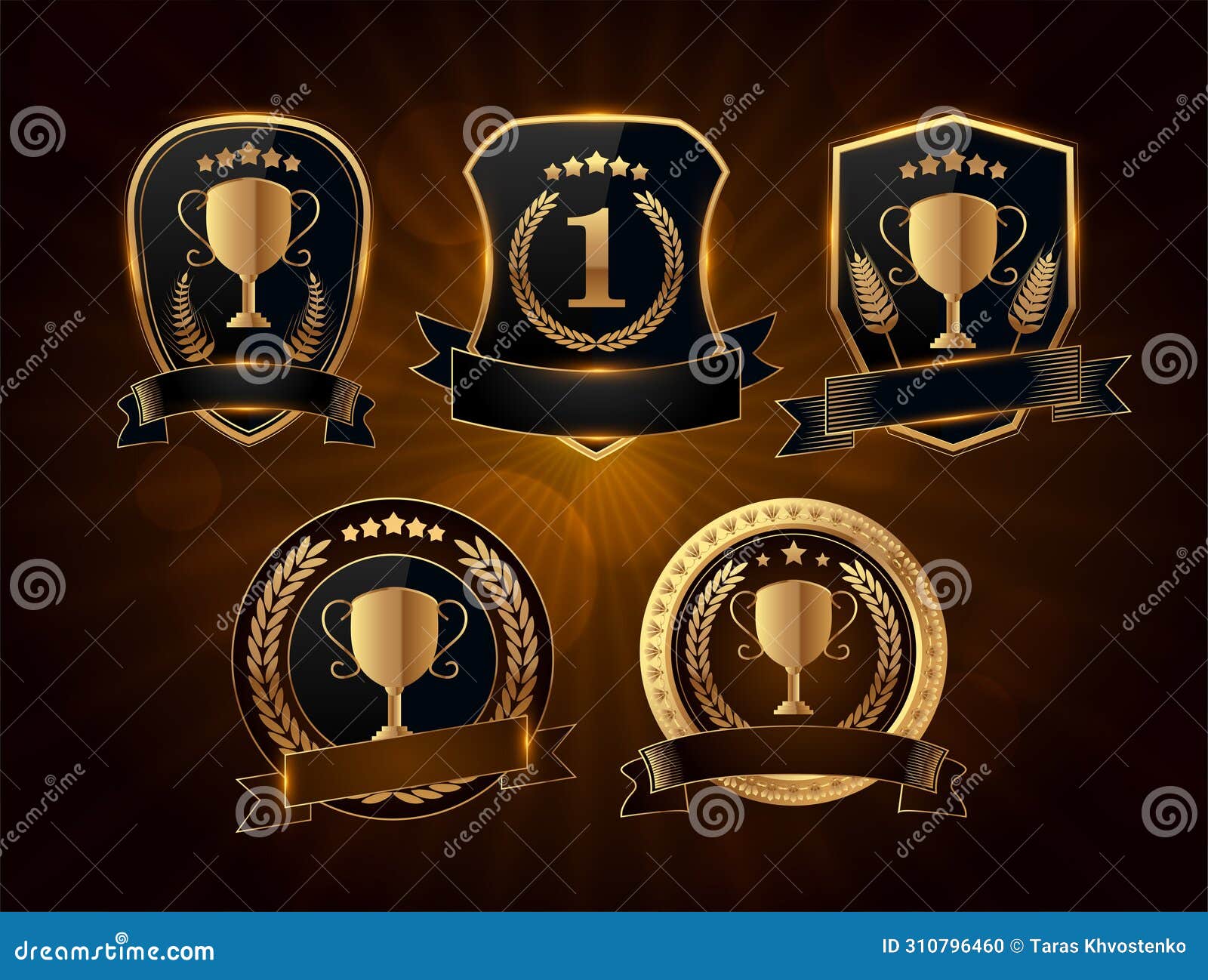 Vector Set of Victory Badges Stock Vector - Illustration of leadership ...
