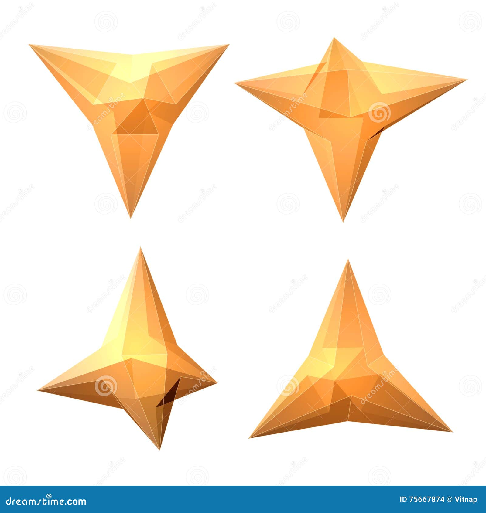 Vector Set of Views of Transparent Complex Geometric Shape Stock Vector ...