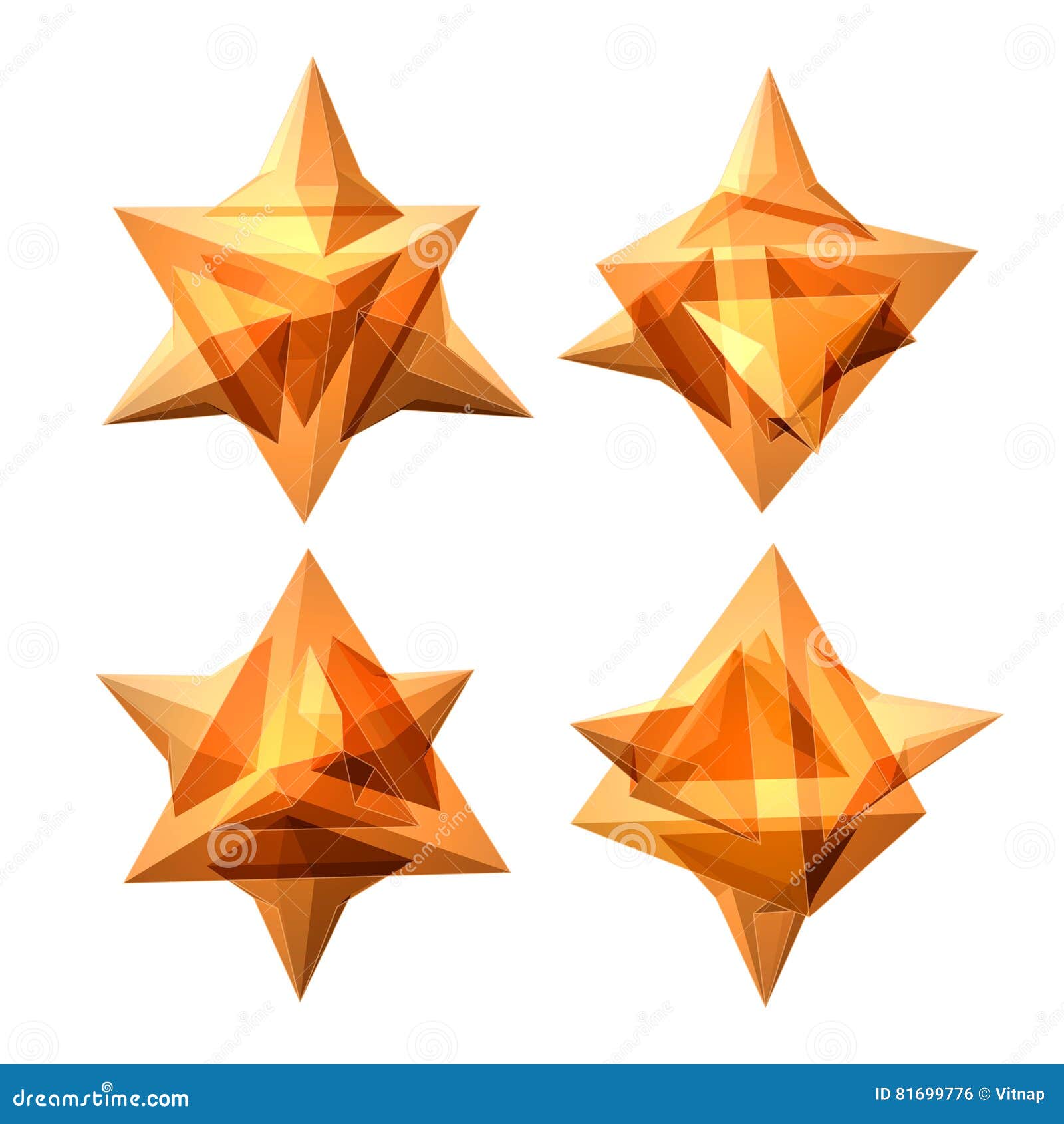 Vector Set of Views of Transparent Complex Geometric Shape Stock Vector ...