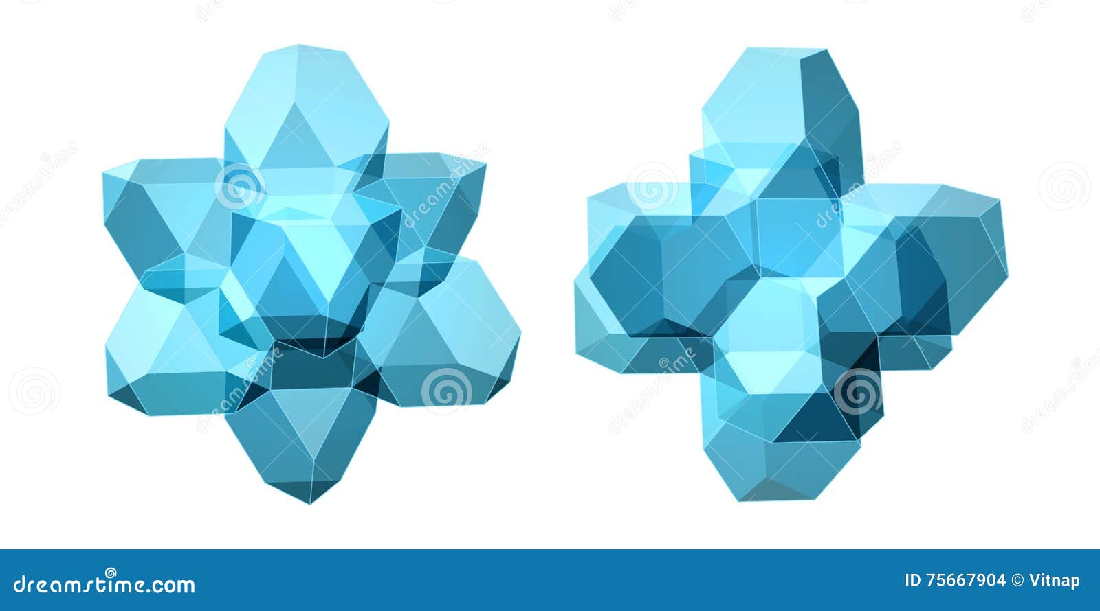 Vector Set of Views of Transparent Complex Geometric Shape Stock Vector ...